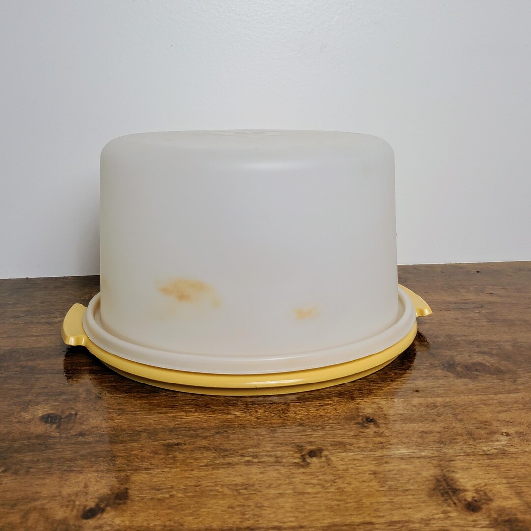 Vintage Tupperware Round Cake Taker AS IS! Harvest Gold Plate 684 ...