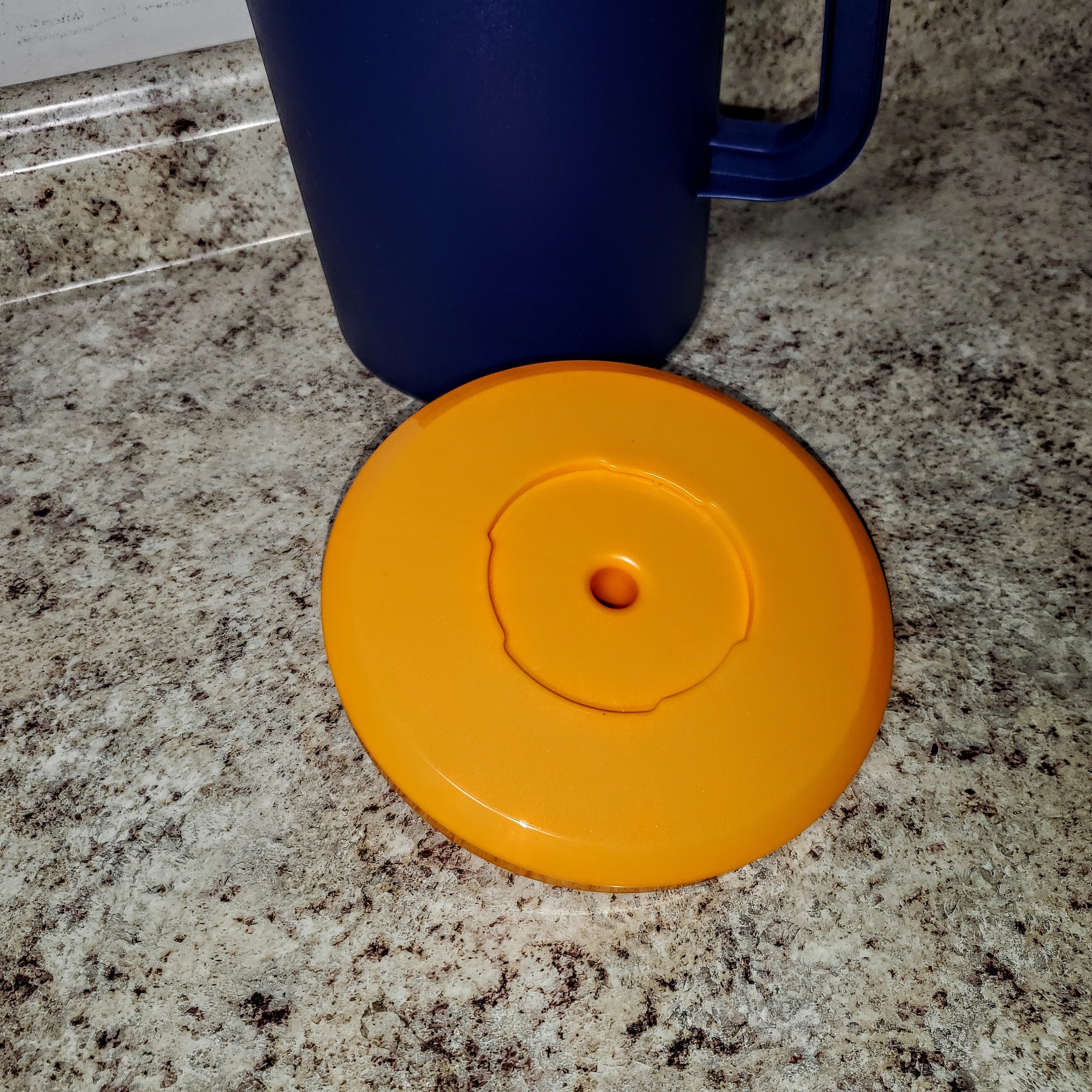 TUPPERWARE Blue 1 Gal Pitcher 1416 With Orange Push Button - Etsy