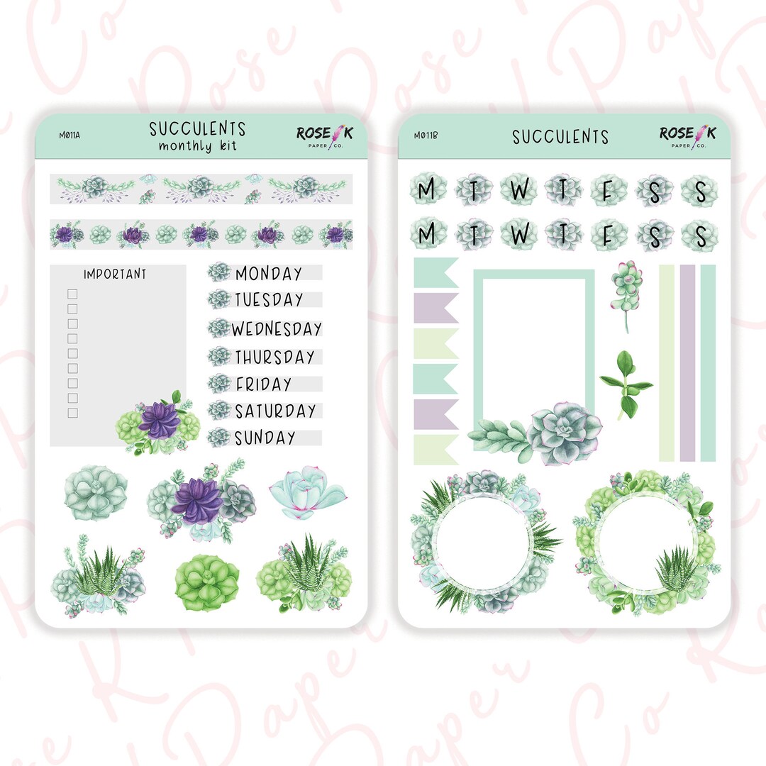 Succulents Monthly Kit Monthly Planner and Dot Grid Journal - Etsy