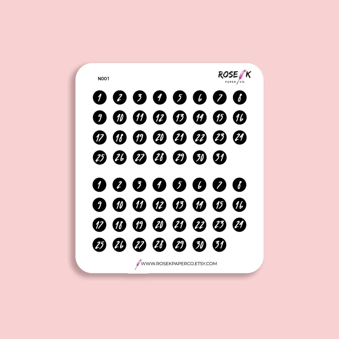 Black Date Dots | Dot Grid Journal | Planner Stickers | Date Covers ...