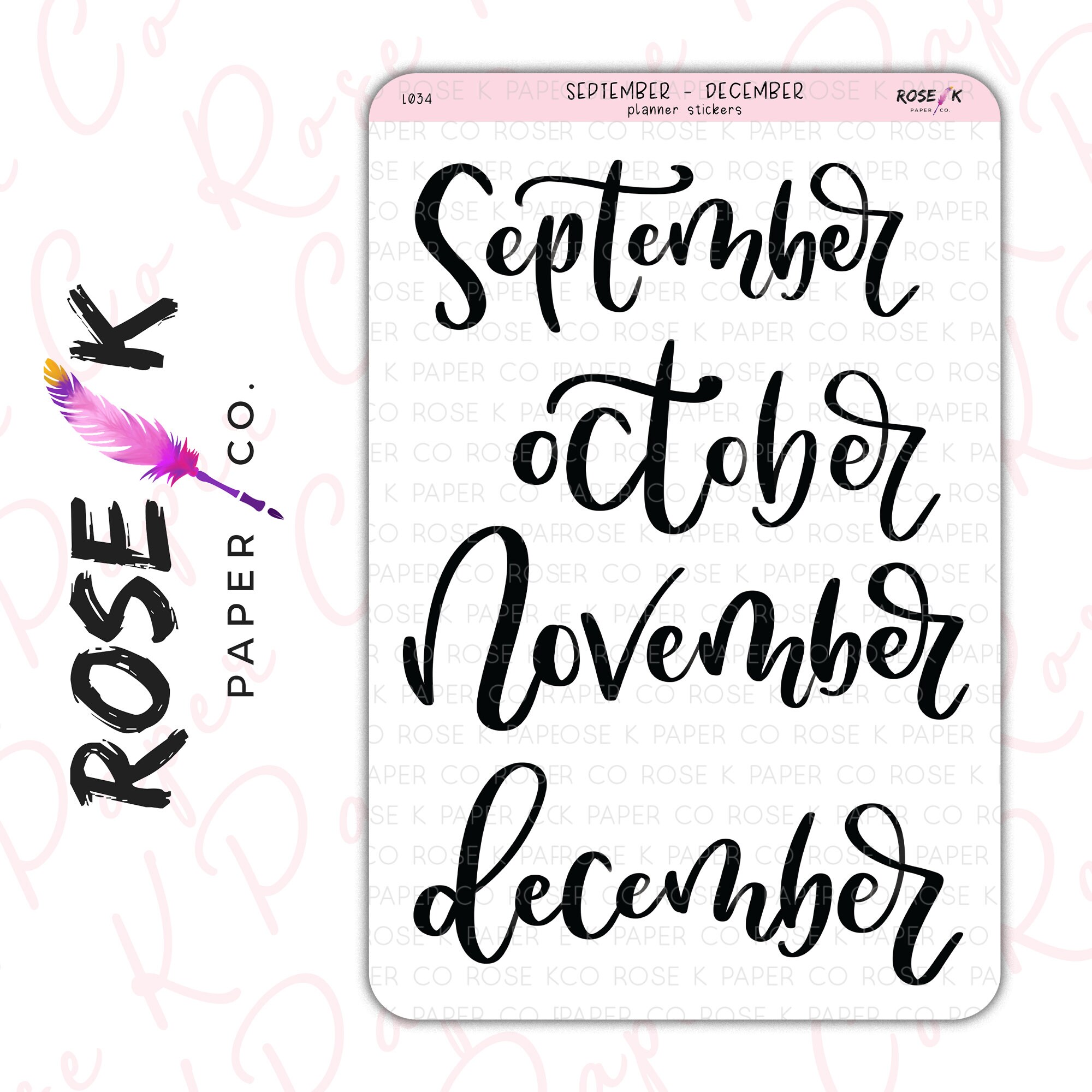 LARGE Hand-lettered Month Headers fancy Script Bullet - Etsy