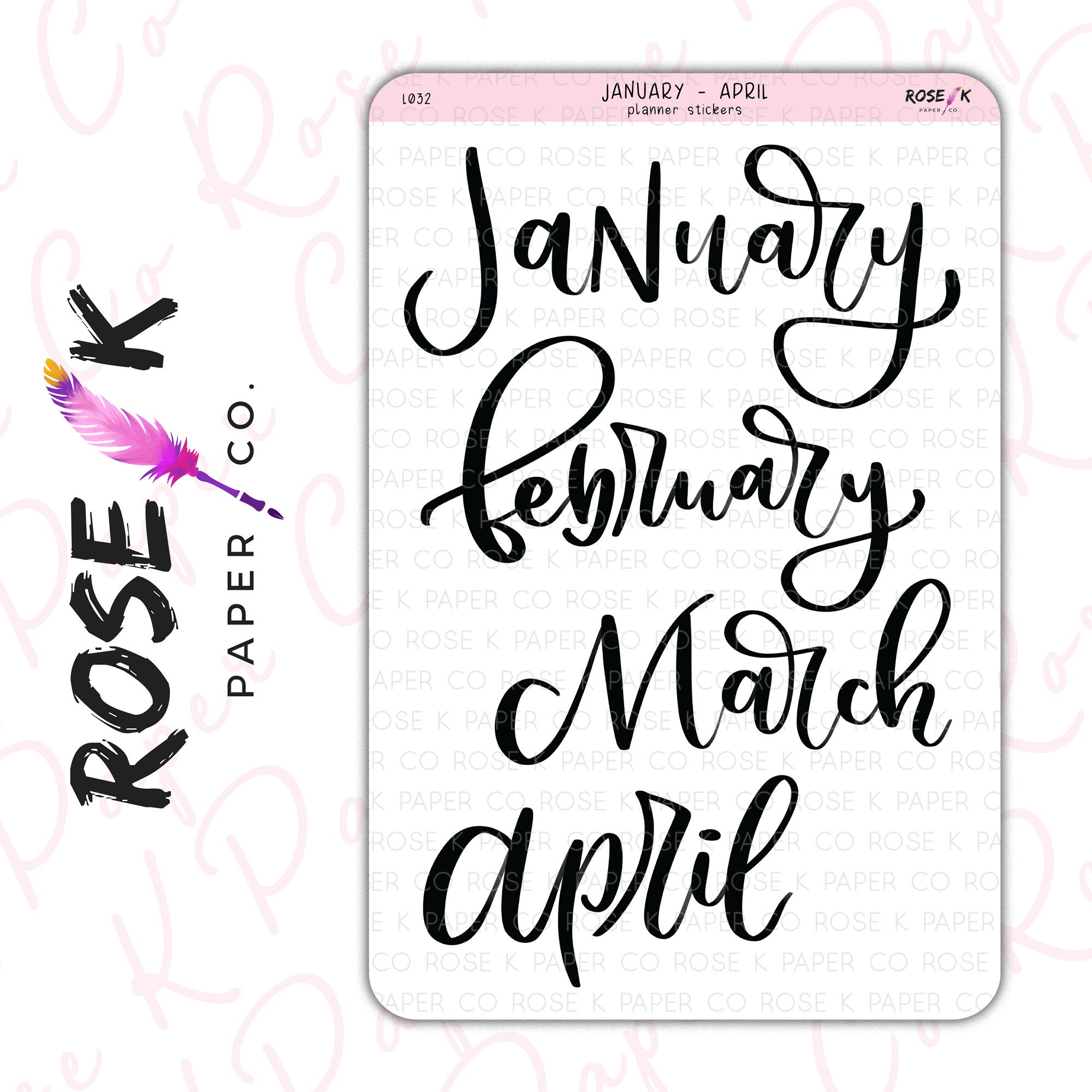 LARGE Hand-lettered Month Headers fancy Script Bullet - Etsy