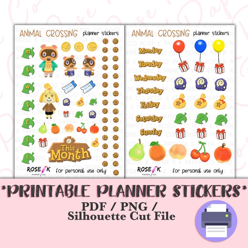 Animal Crossing Stickers Printable, New Horizons, Dot Grid Journal ...