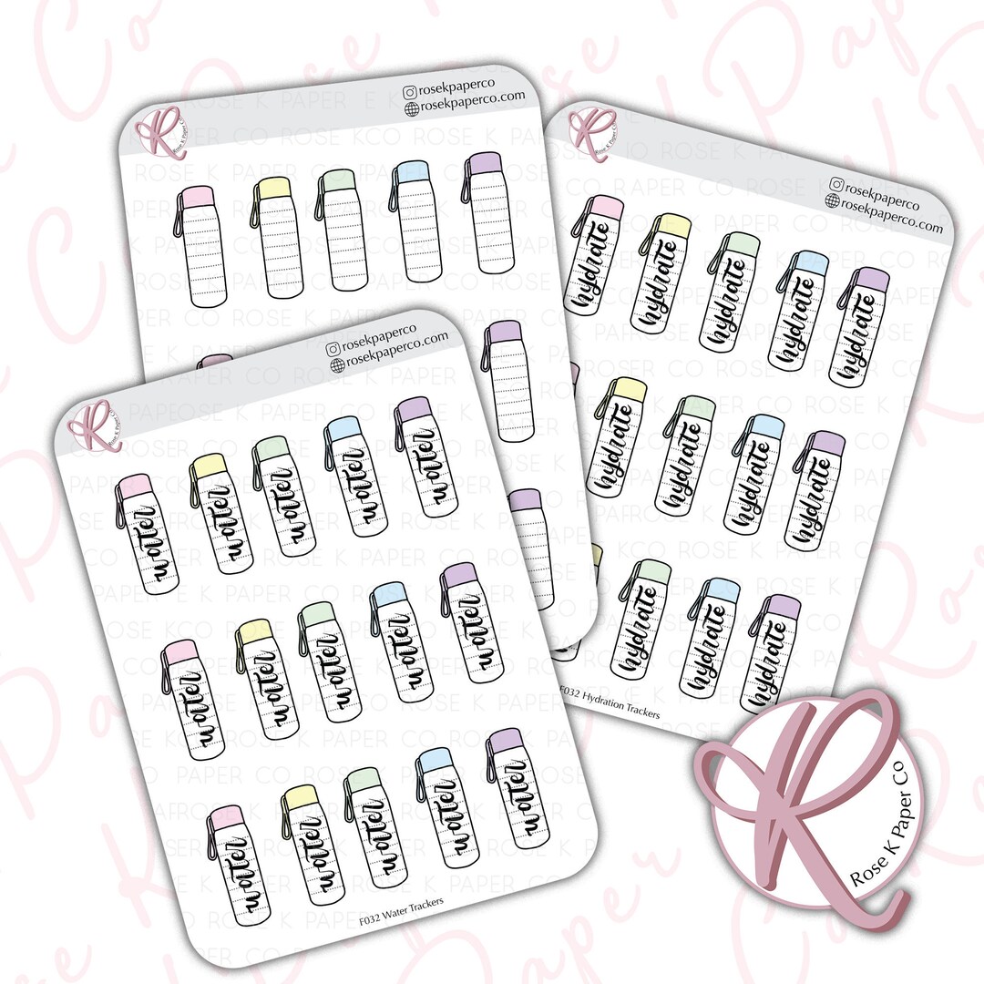 Water Tracker Stickers - Hydration Stickers - Water Intake Stickers ...