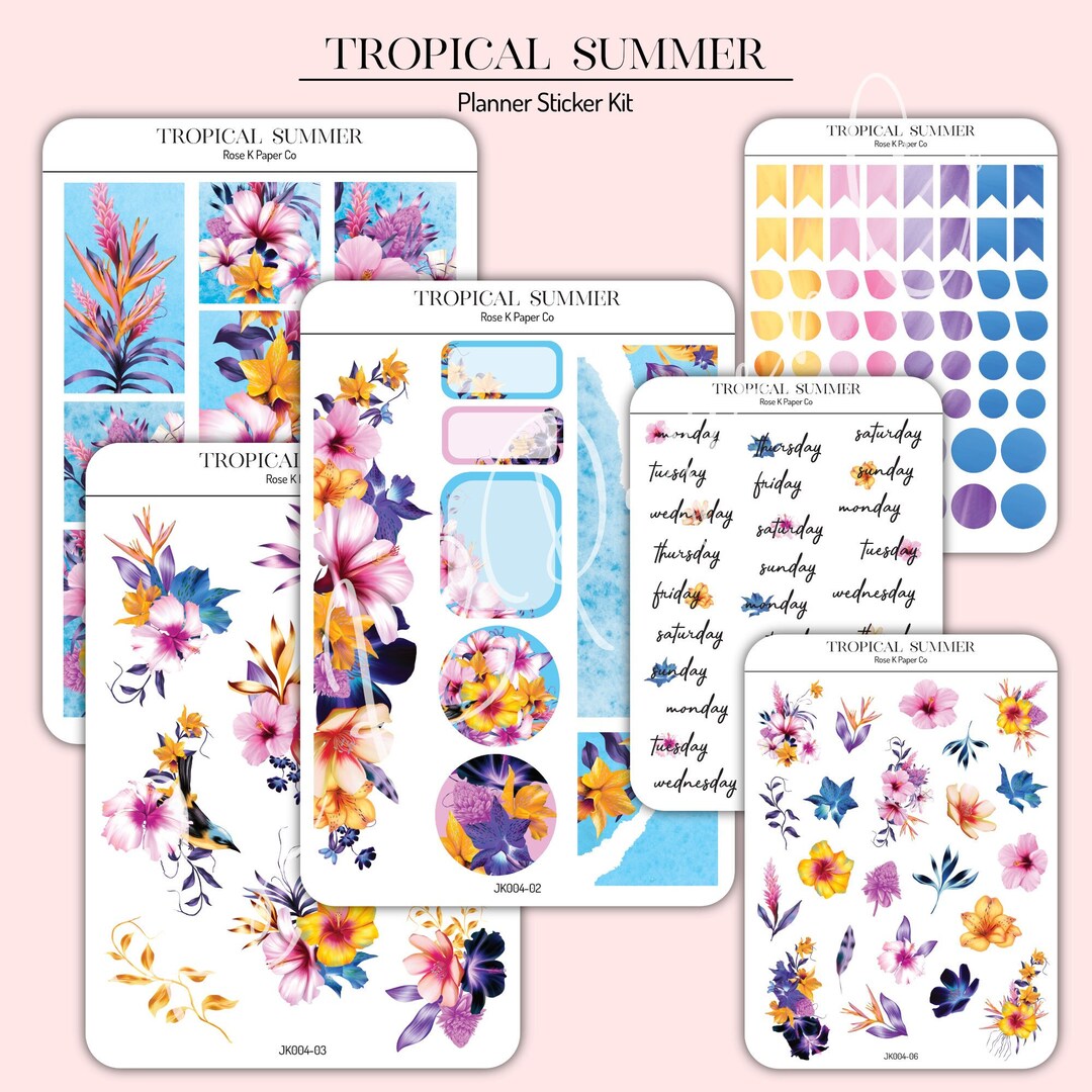 Journaling Kit - Tropical Summer | Journal Planner Sticker Kit | JK004 ...