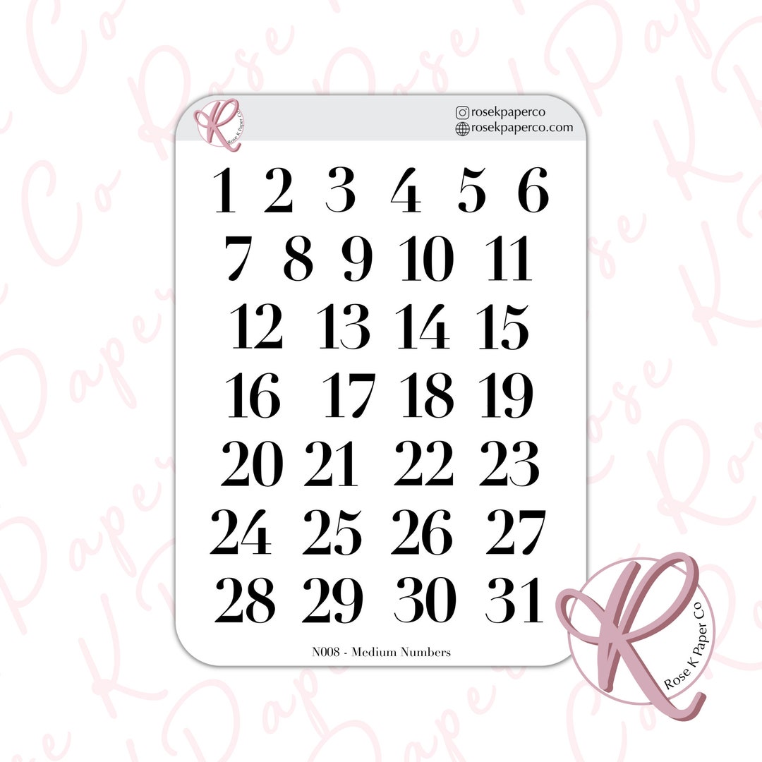 Medium Date Numbers | Dot Grid Journal | Planner Stickers | Date Covers ...