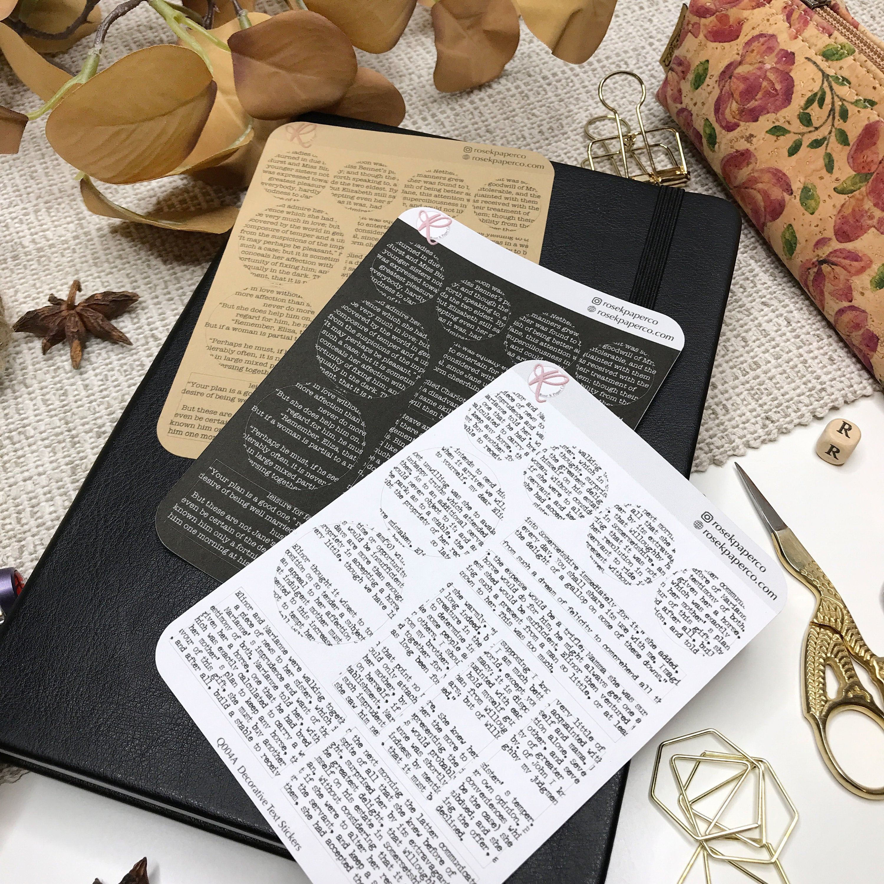 KRAFT Paper Decorative text stickers for journals planners | Etsy