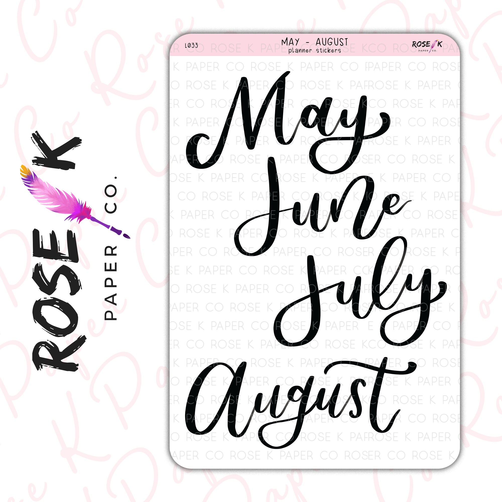 LARGE Hand-lettered Month Headers fancy Script Bullet - Etsy