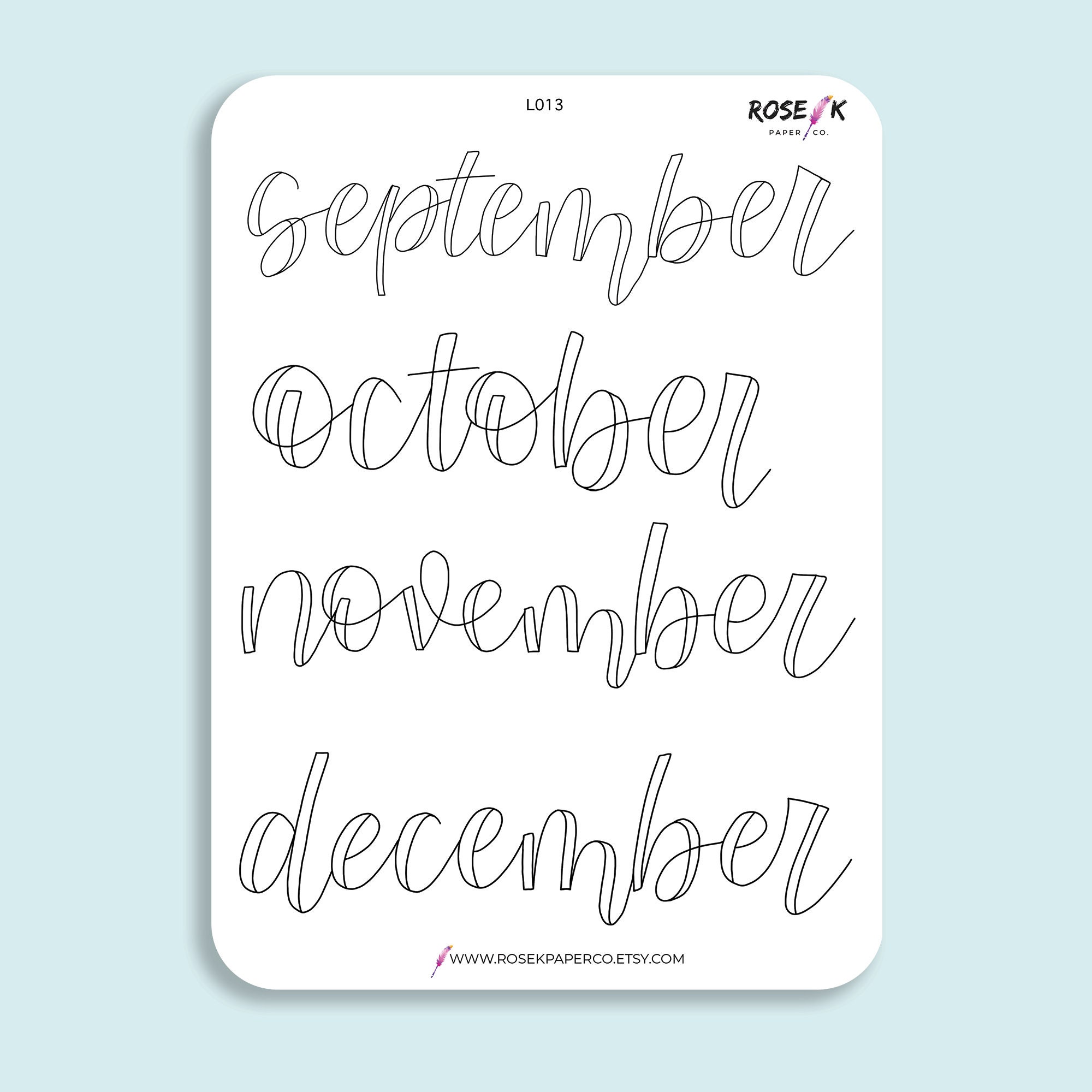 LARGE Hand-lettered Month Headers | Dot Grid Journal Stickers | Bujo ...