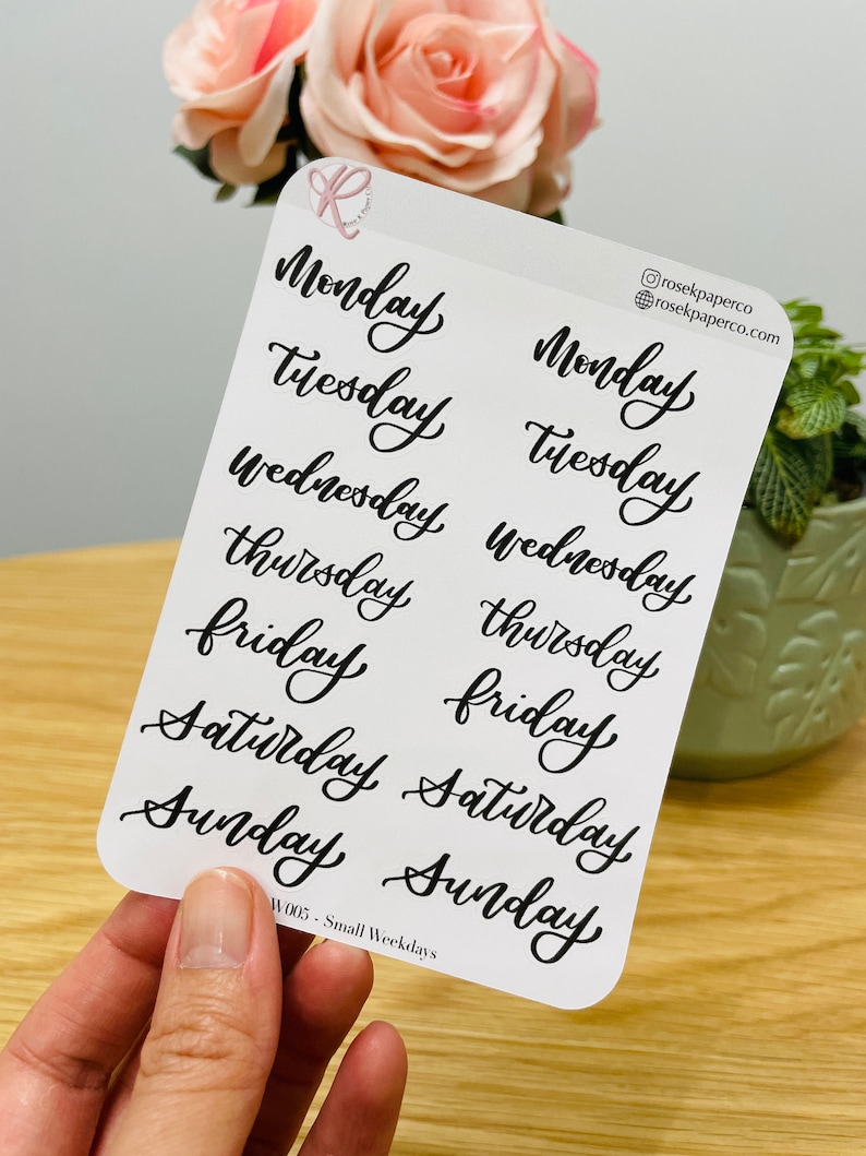 Hand Lettered Days of the Week Planner Stickers Bullet | Etsy