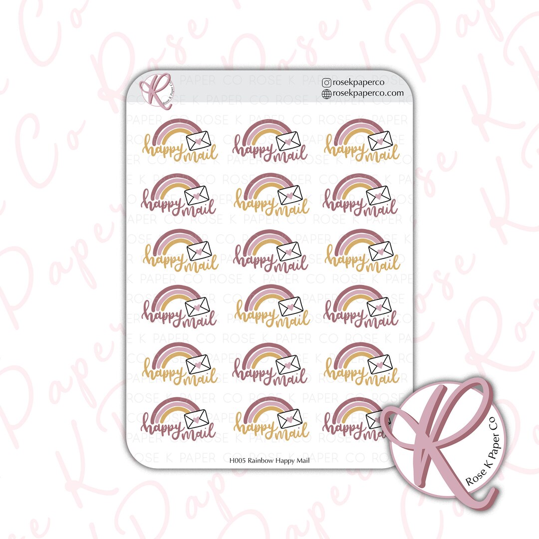 Rainbow Happy Mail Stickers for Dot Grid Journal or Notebooks Muted ...