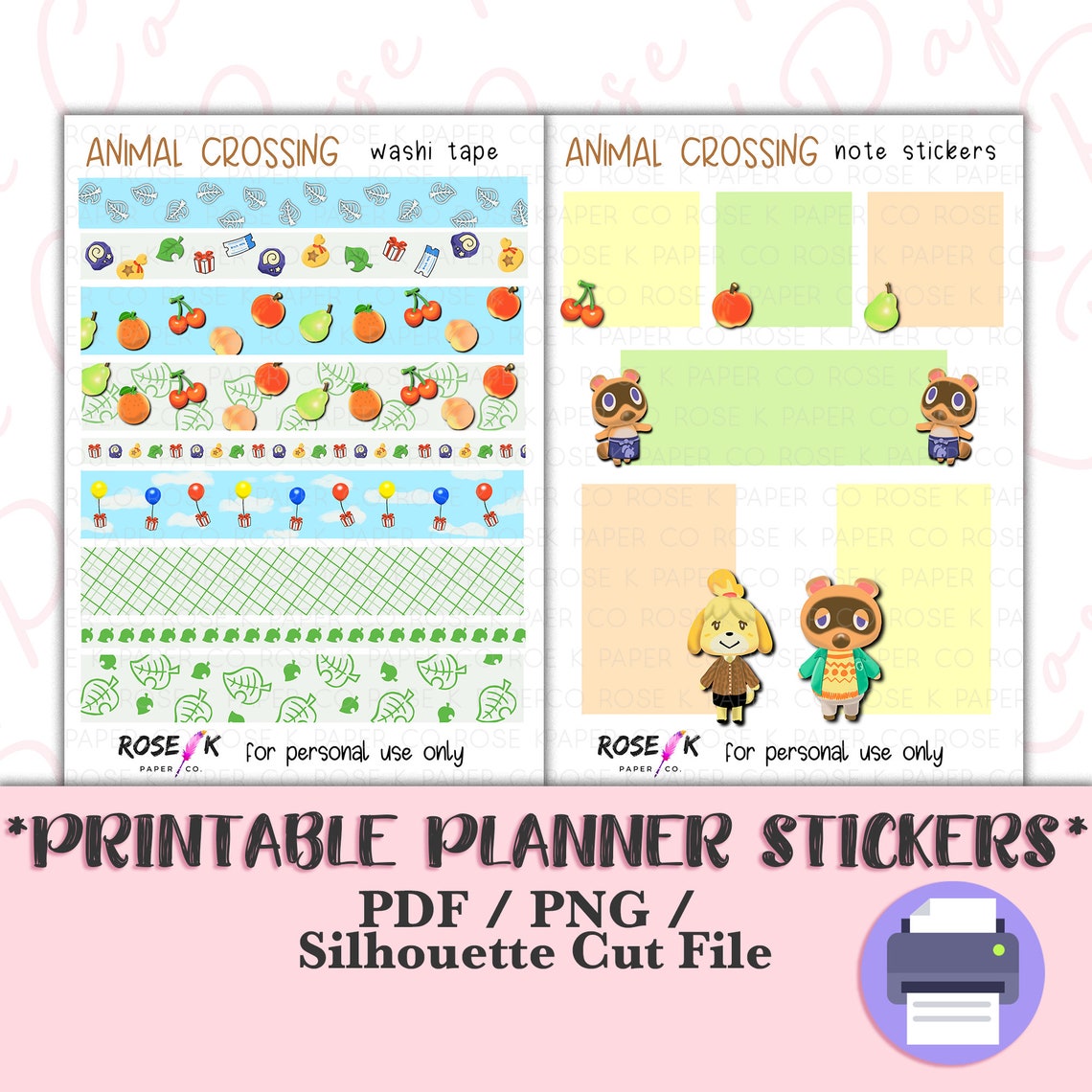 Animal Crossing Washi Tape, New Horizons, Dot Grid Journal Printable ...