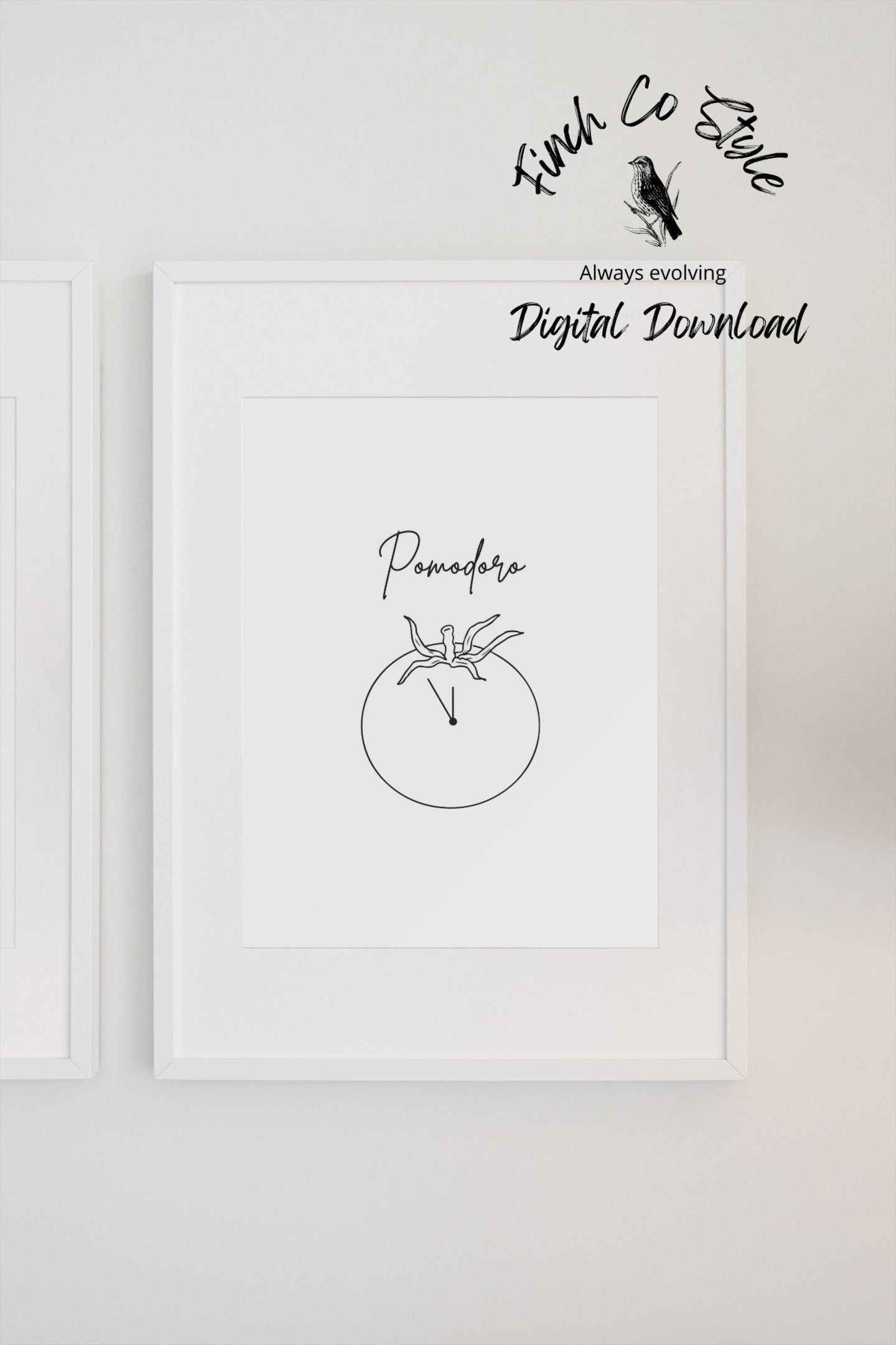 Pomodoro. Line Drawing Tomato Clock. - Digital Download Printable Art ...