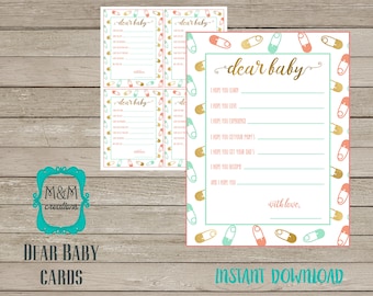 DEAR BABY CARDS Pink and Grey Baby Shower Wishes for Baby | Etsy
