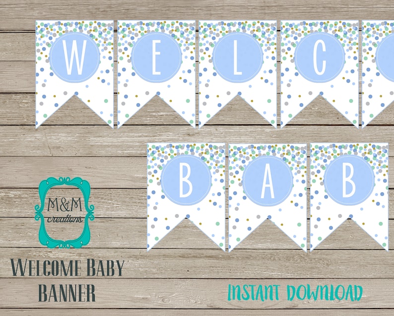 BABY SHOWER BANNER Welcome Baby Blue Glitter - Etsy