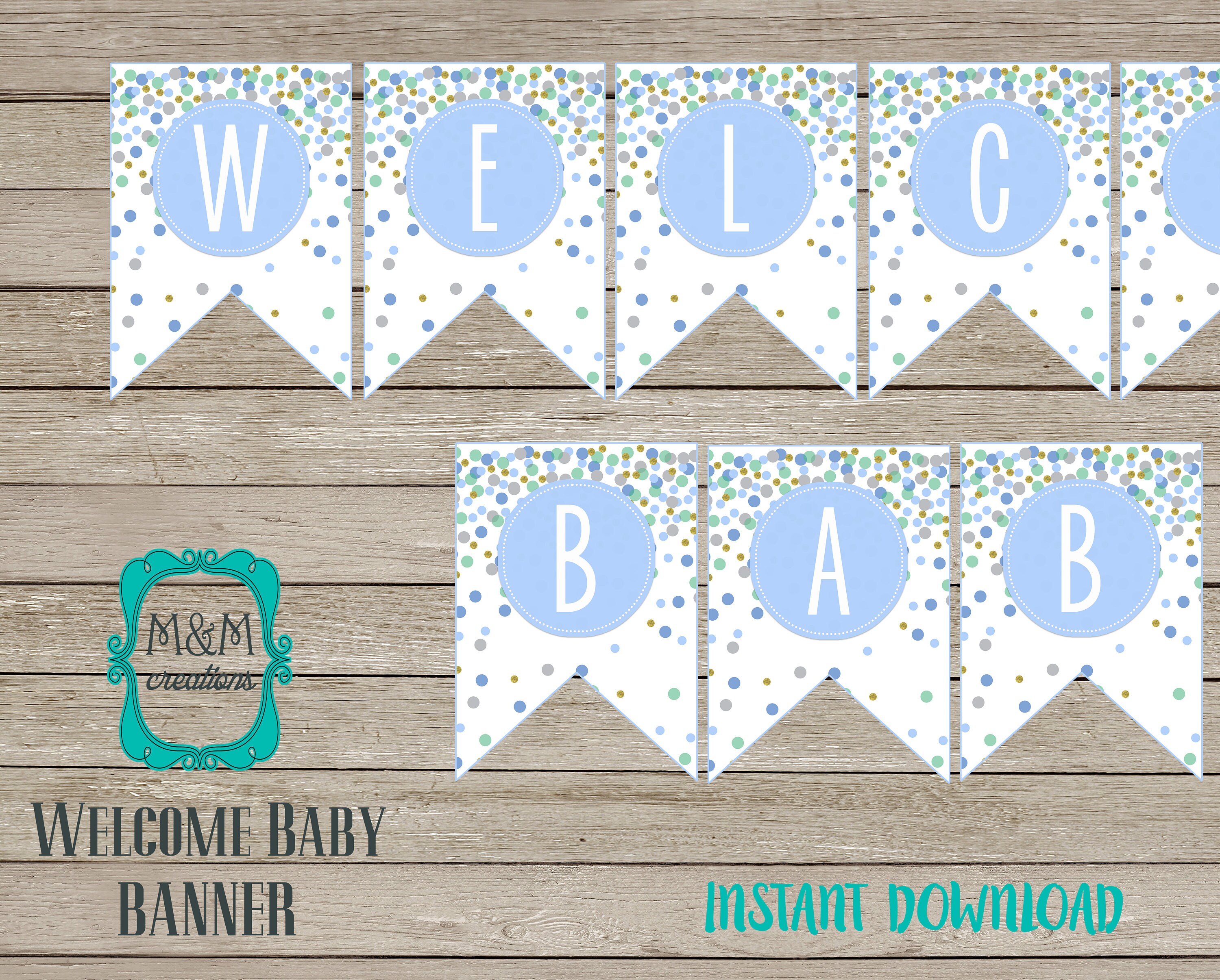 BABY SHOWER BANNER Welcome Baby Blue Glitter - Etsy