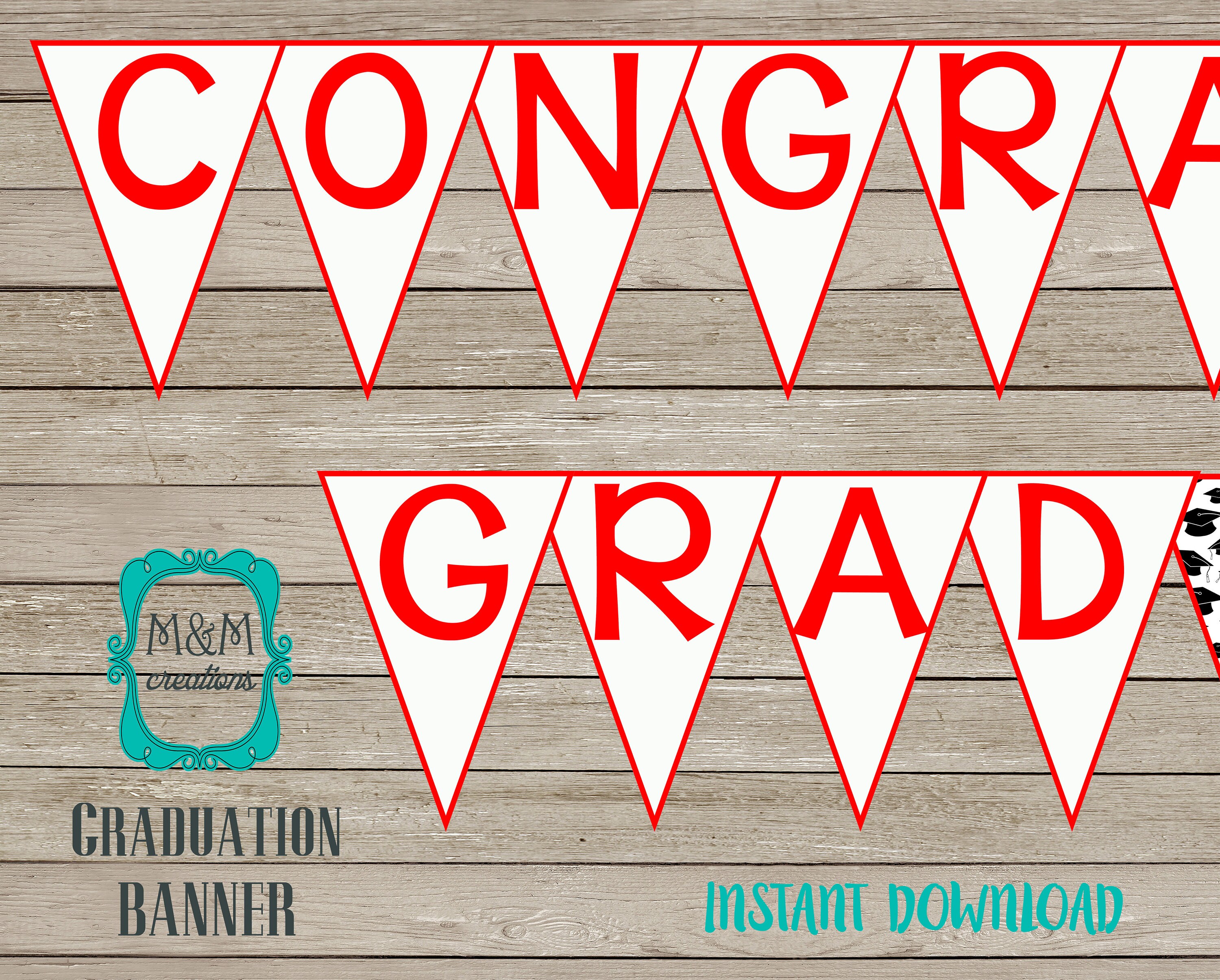 GRADUATION BANNER - Red and White - Etsy