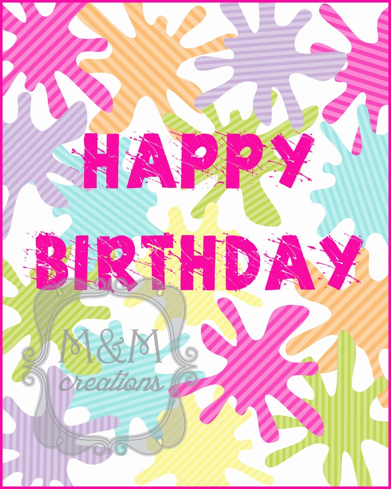 BIRTHDAY POSTER - PAINT Splatter - Etsy