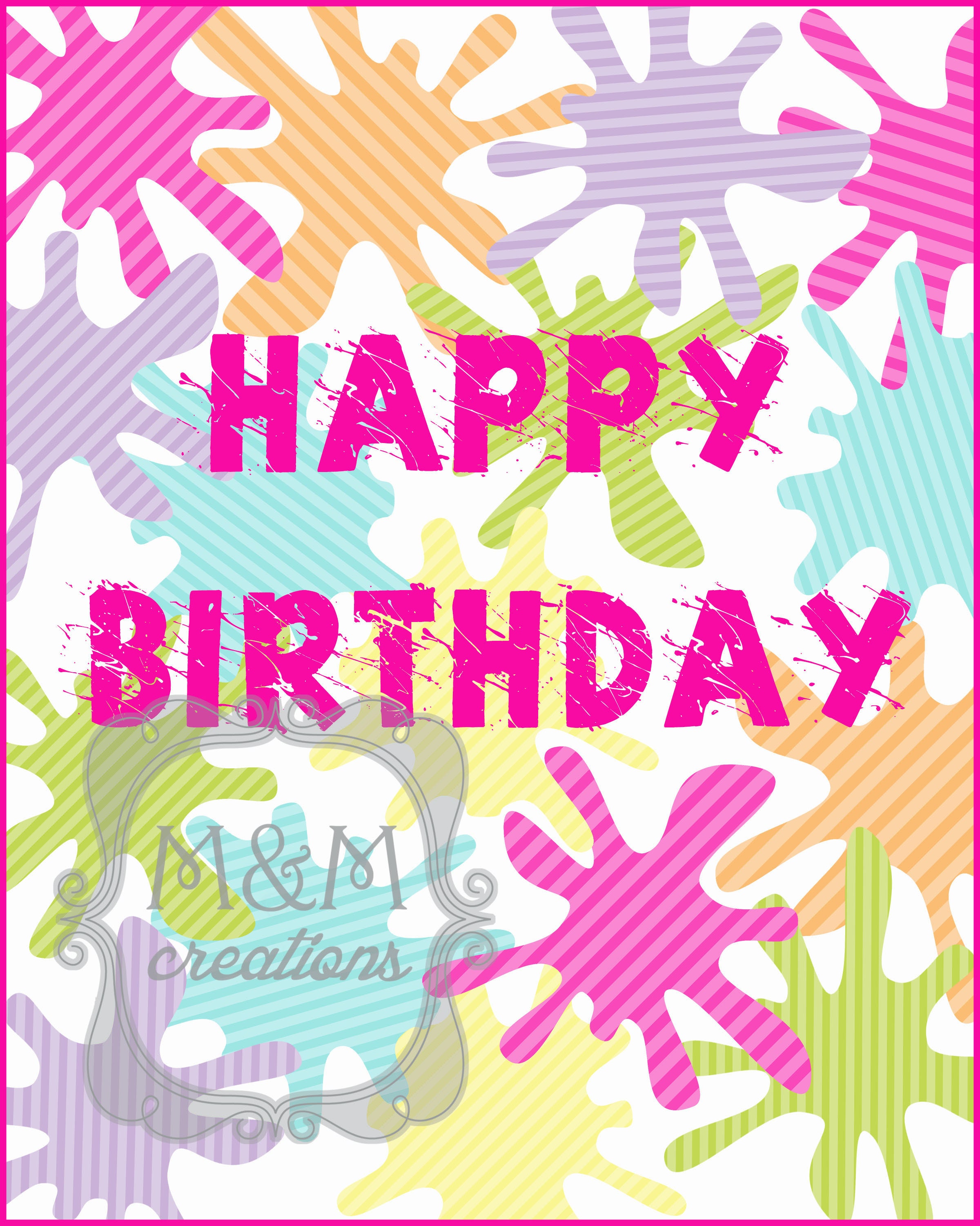 BIRTHDAY POSTER - PAINT Splatter - Etsy