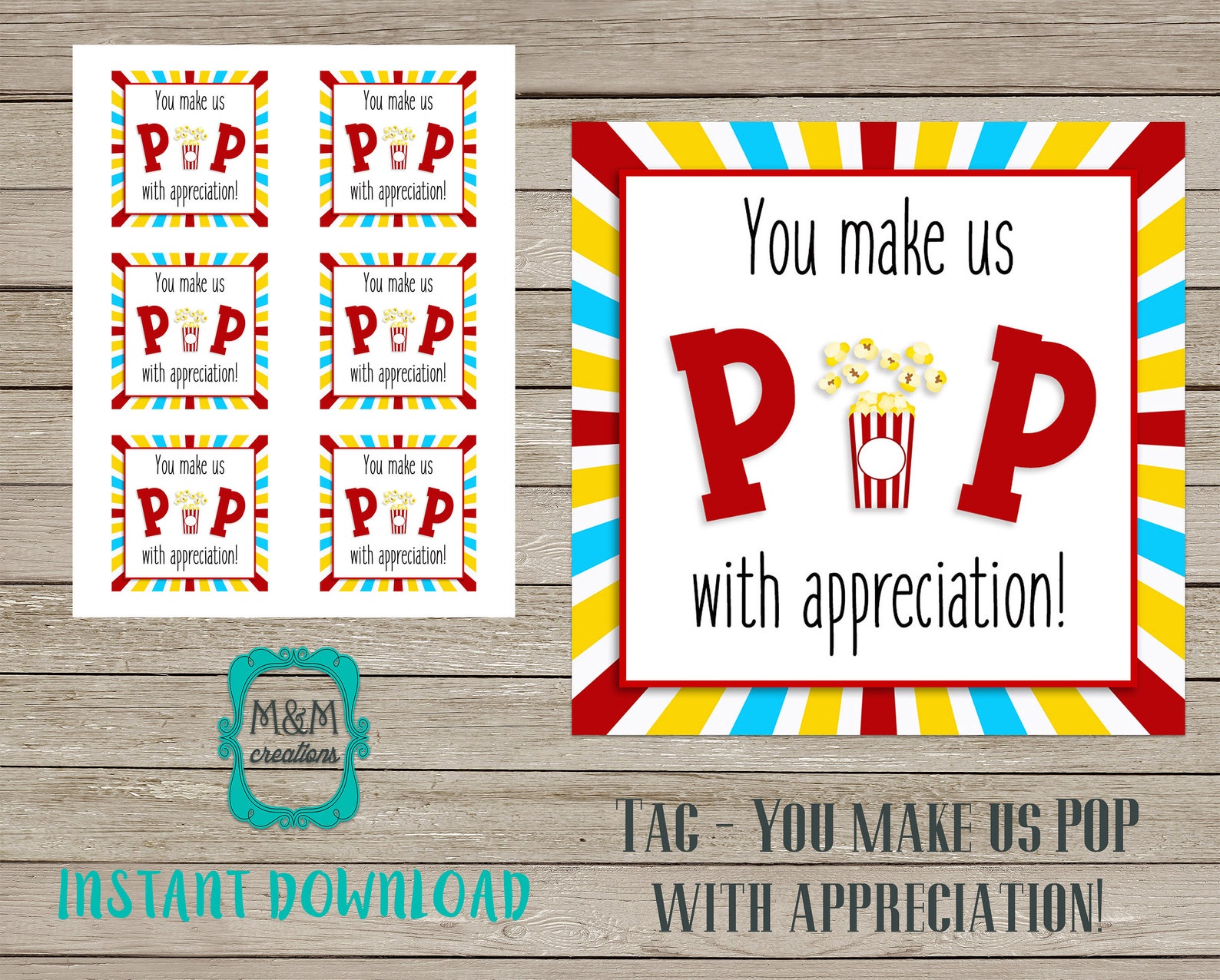 GIFT TAG - You Make Us Pop With Appreciation! - Etsy