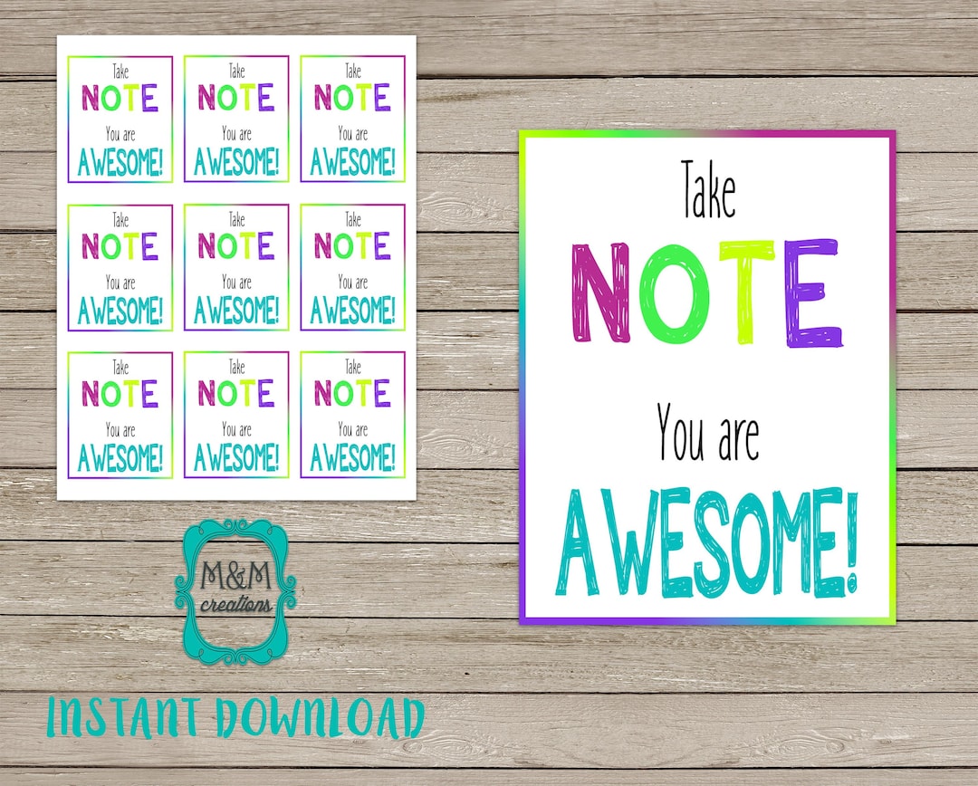 GIFT TAG - Take Note: You Are Awesome! - Etsy