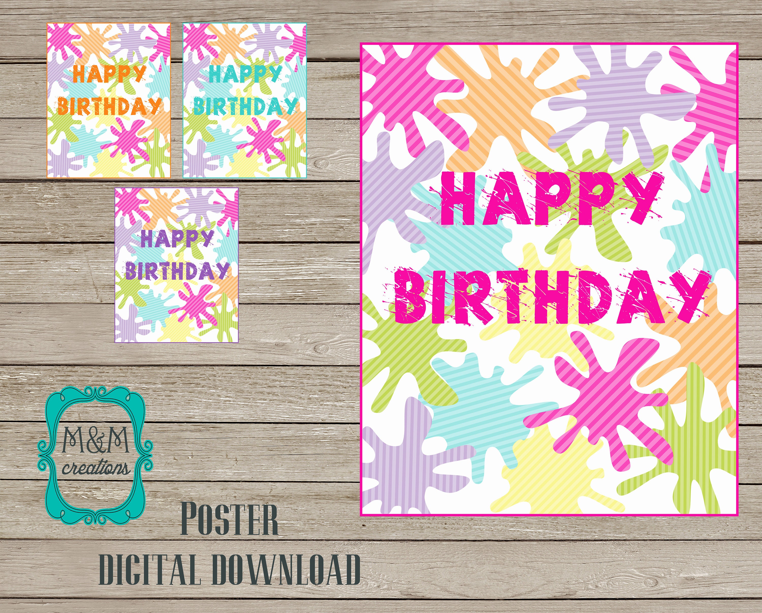 BIRTHDAY POSTER - PAINT Splatter - Etsy