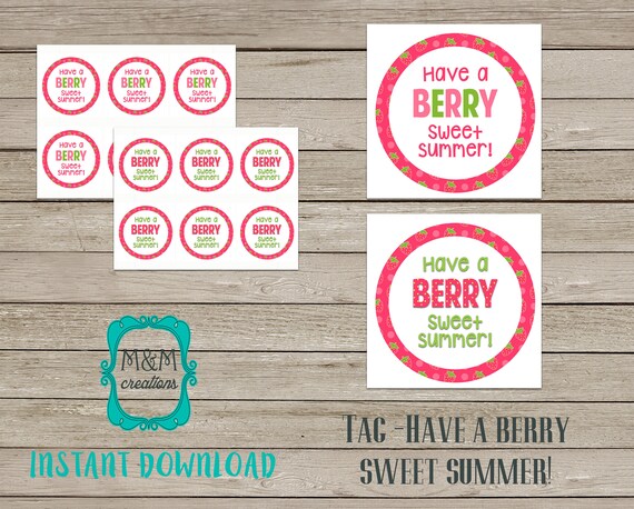 SUMMER GIFT TAG Have a Berry Sweet Summer 2 Options - Etsy