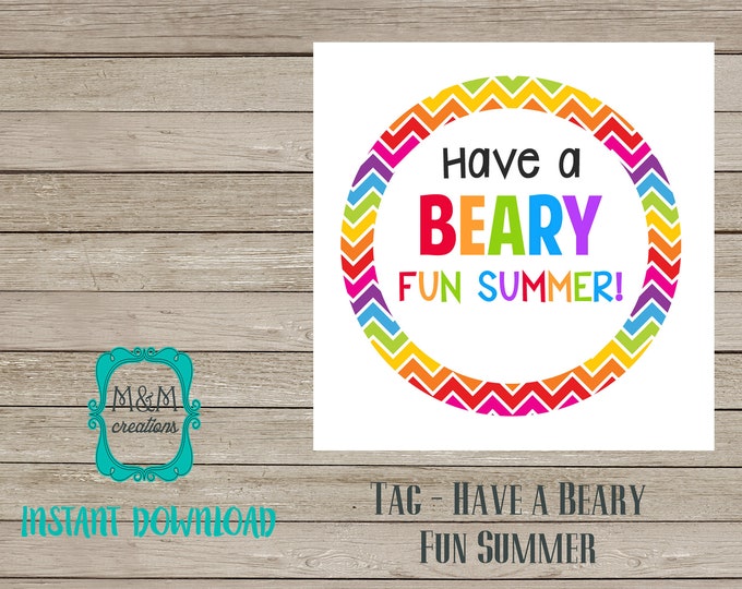 EDITABLE SUMMER TAG Have a Beary Fun Summer - Etsy