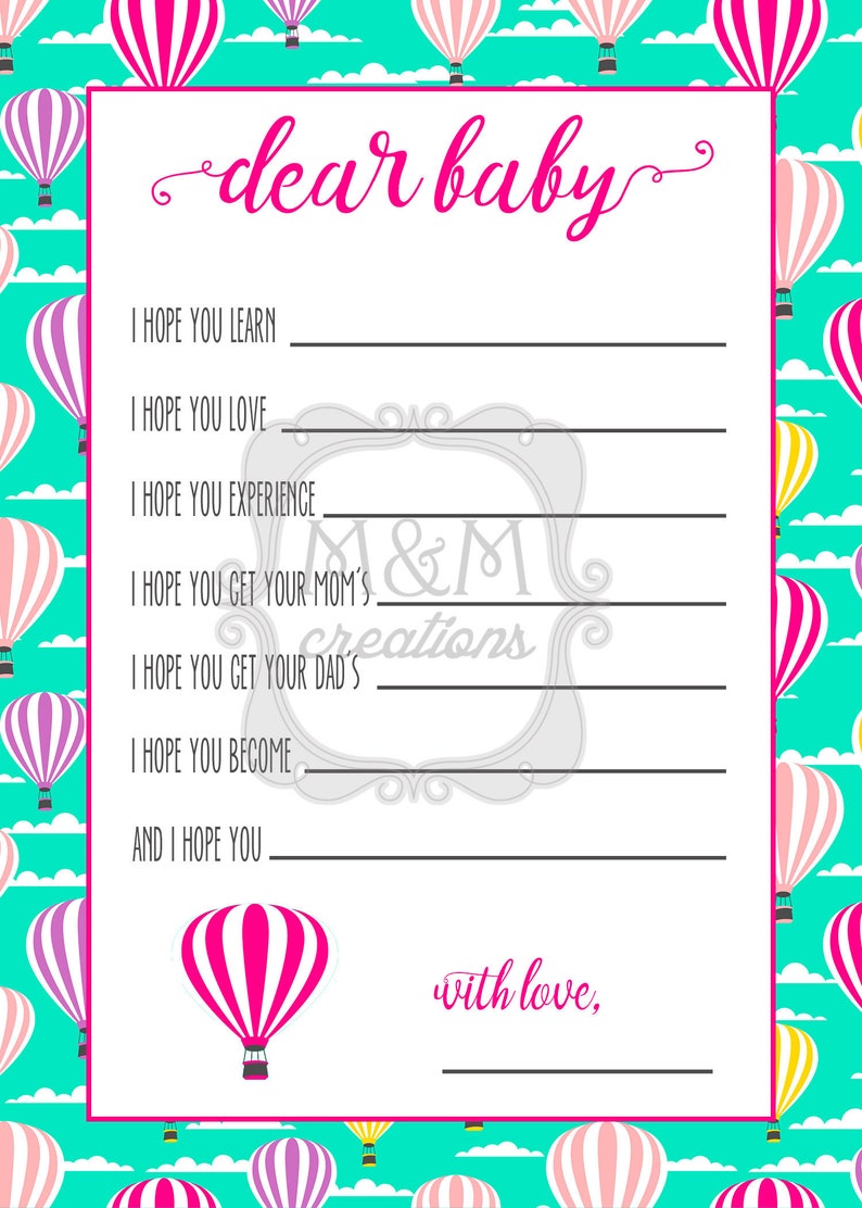 DEAR BABY CARDS Hot Air Balloon- Baby Shower Wishes for Baby - Etsy