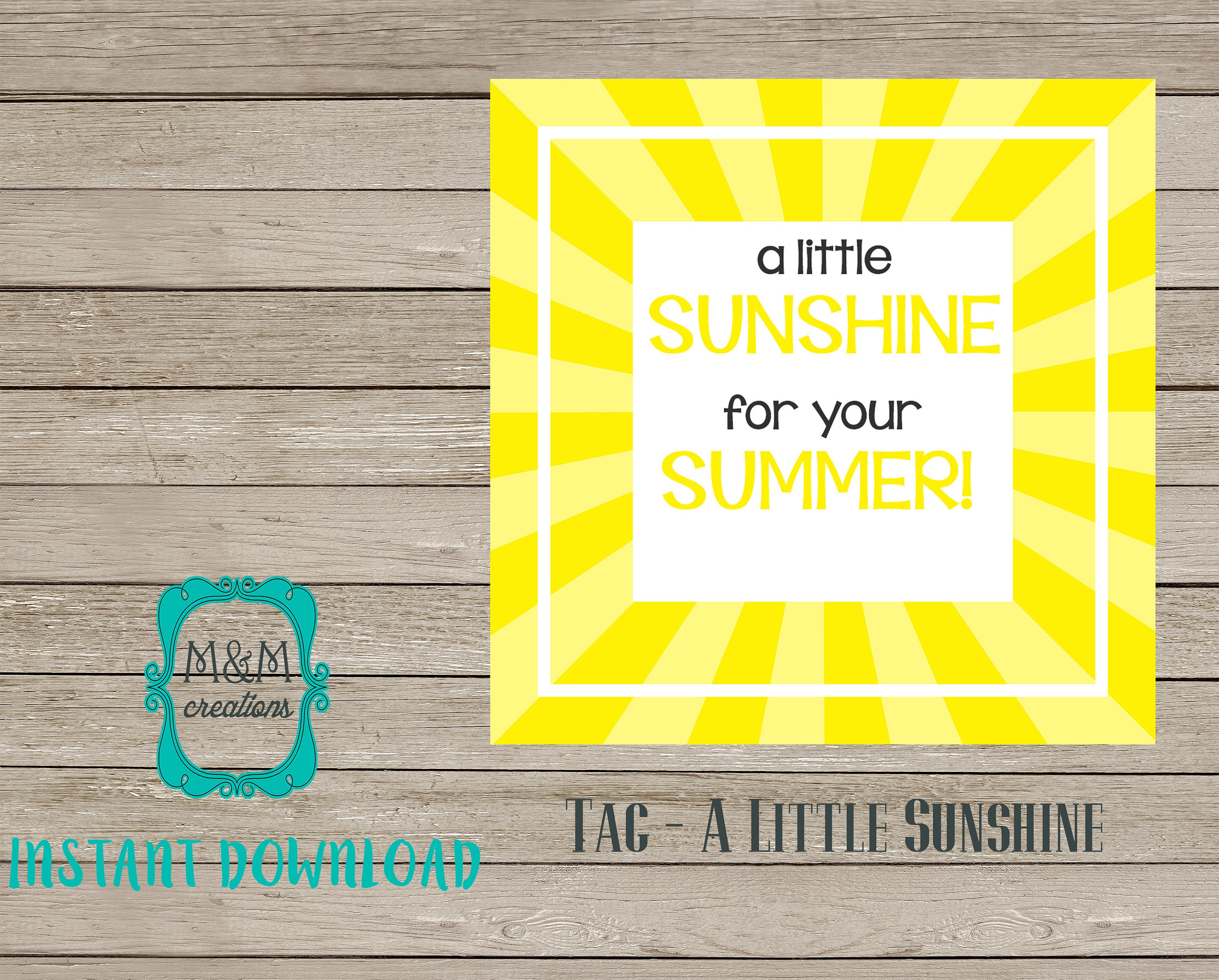 EDITABLE SUMMER Tag - A Little Sunshine for Your Summer! - Etsy