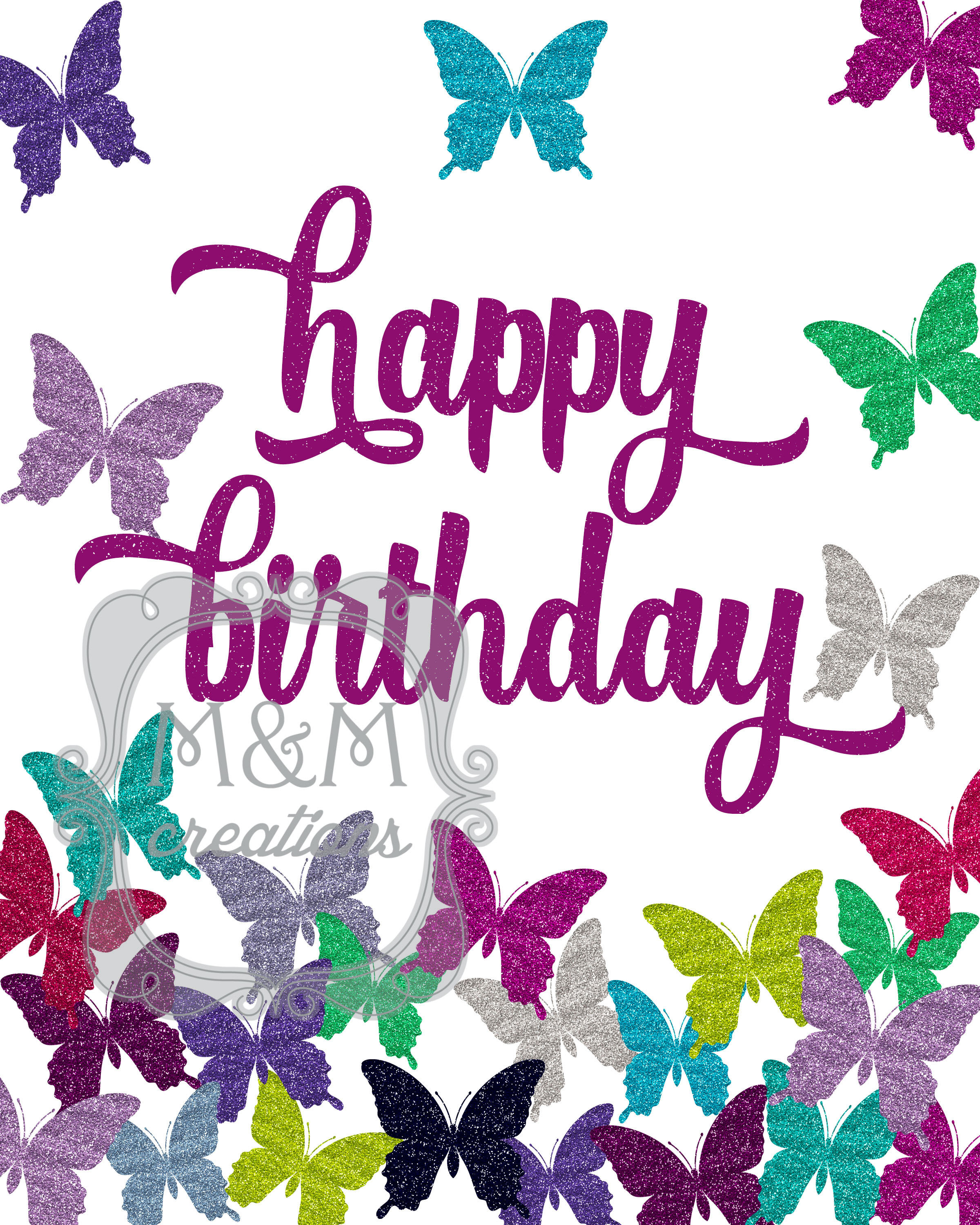 BIRTHDAY POSTER - BUTTERFLY Glitter - Happy Birthday - Etsy