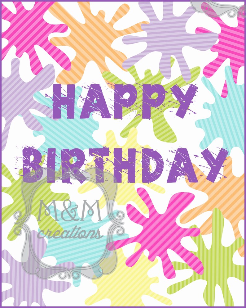 BIRTHDAY POSTER - PAINT Splatter - Etsy