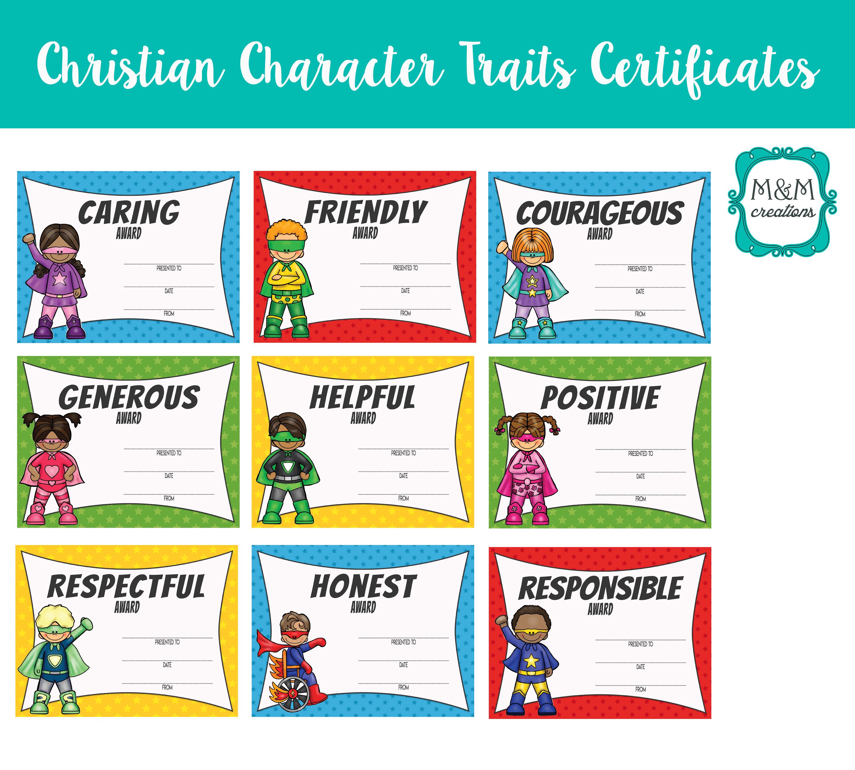 Christian Character Trait Certificates/awards - Super Hero Theme - Etsy