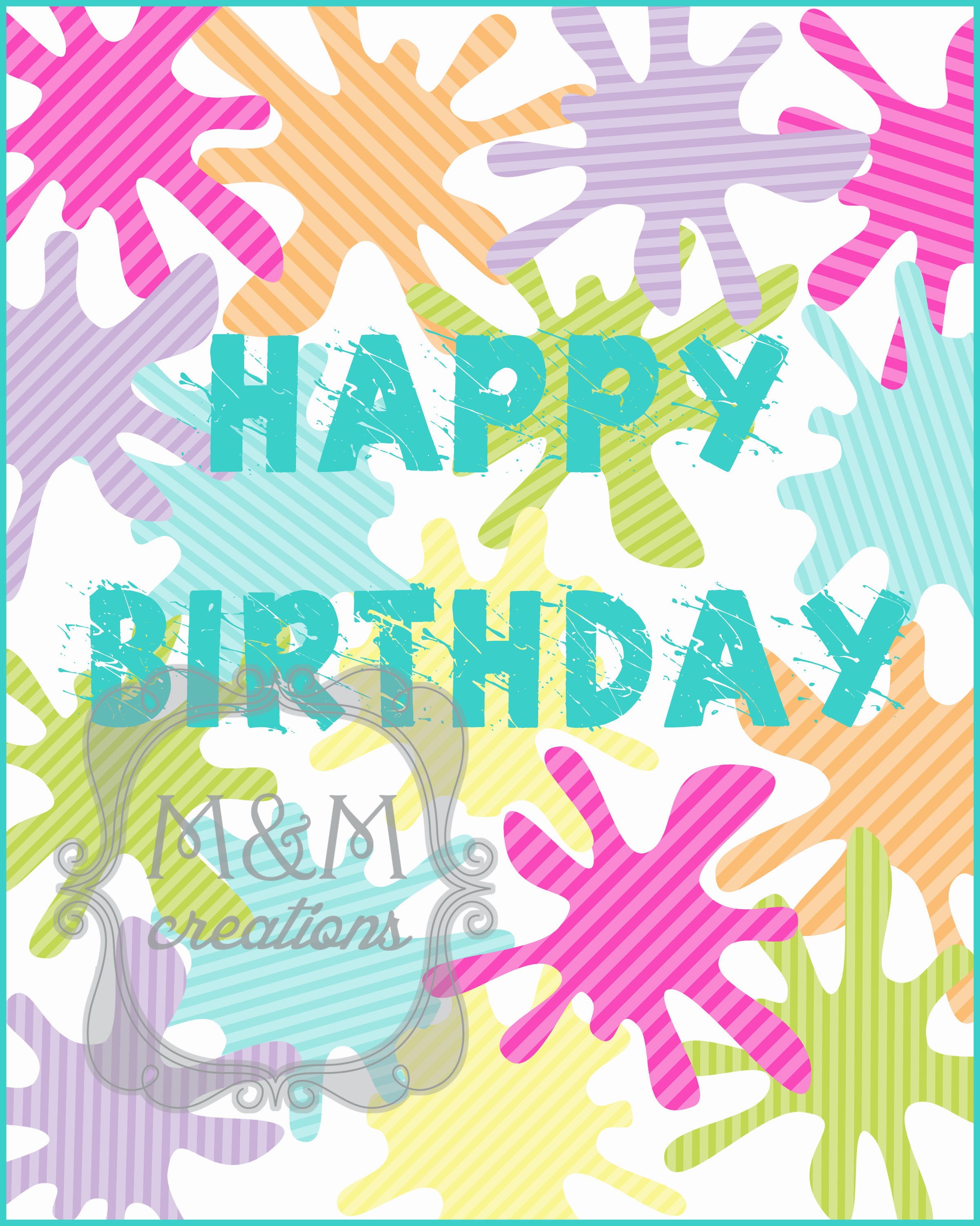 BIRTHDAY POSTER - PAINT Splatter - Etsy