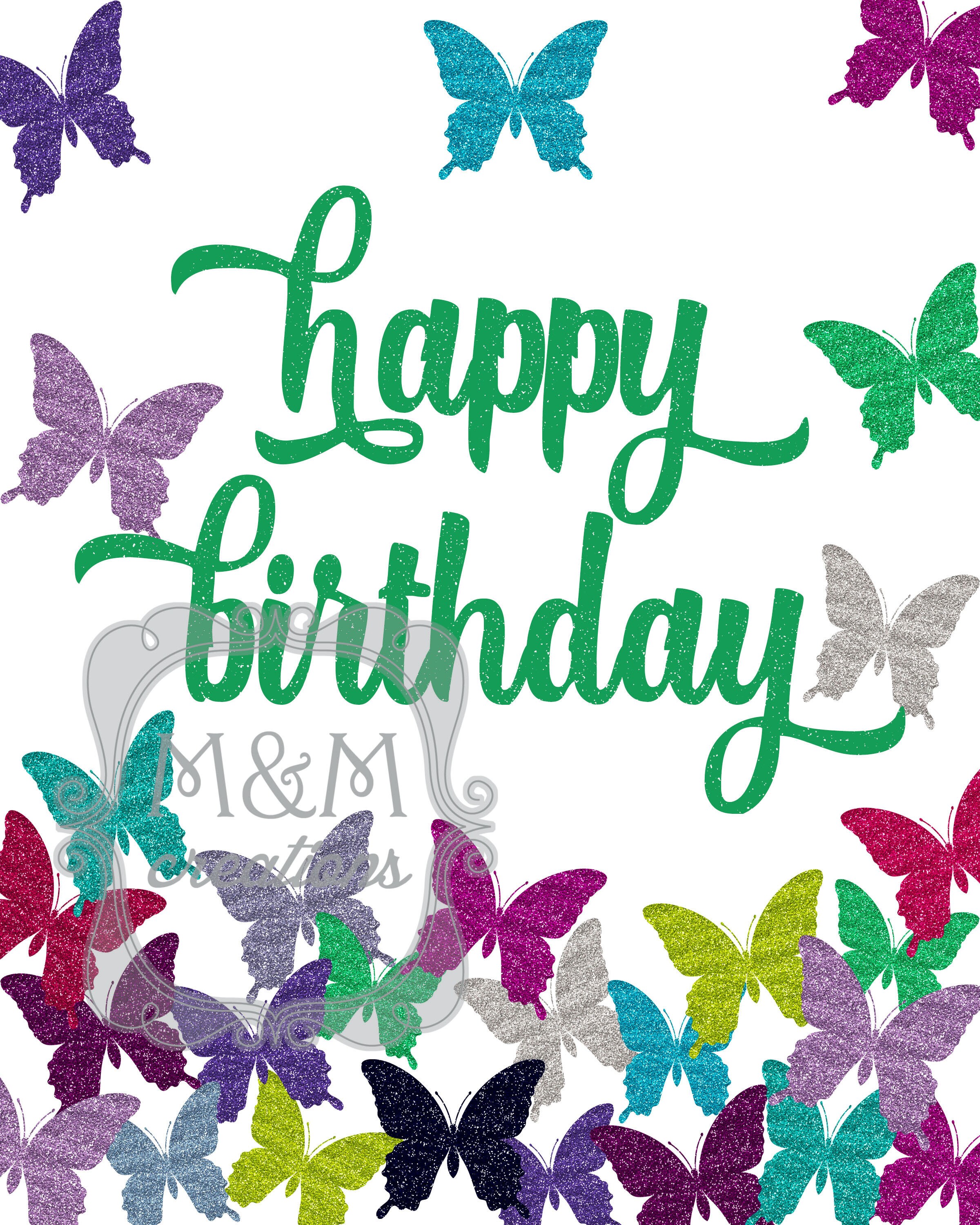 BIRTHDAY POSTER - BUTTERFLY Glitter - Happy Birthday - Etsy