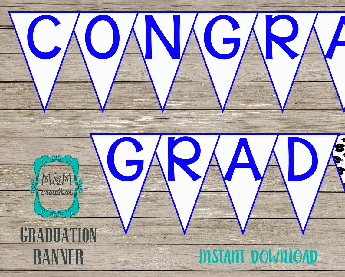 GRADUATION BANNER - Blue and White - Etsy