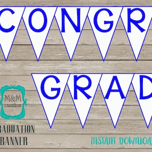 GRADUATION BANNER - Blue and White - Etsy