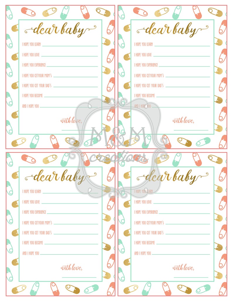 Dear Baby Cards - Baby Shower Wishes (digital Download) - Etsy