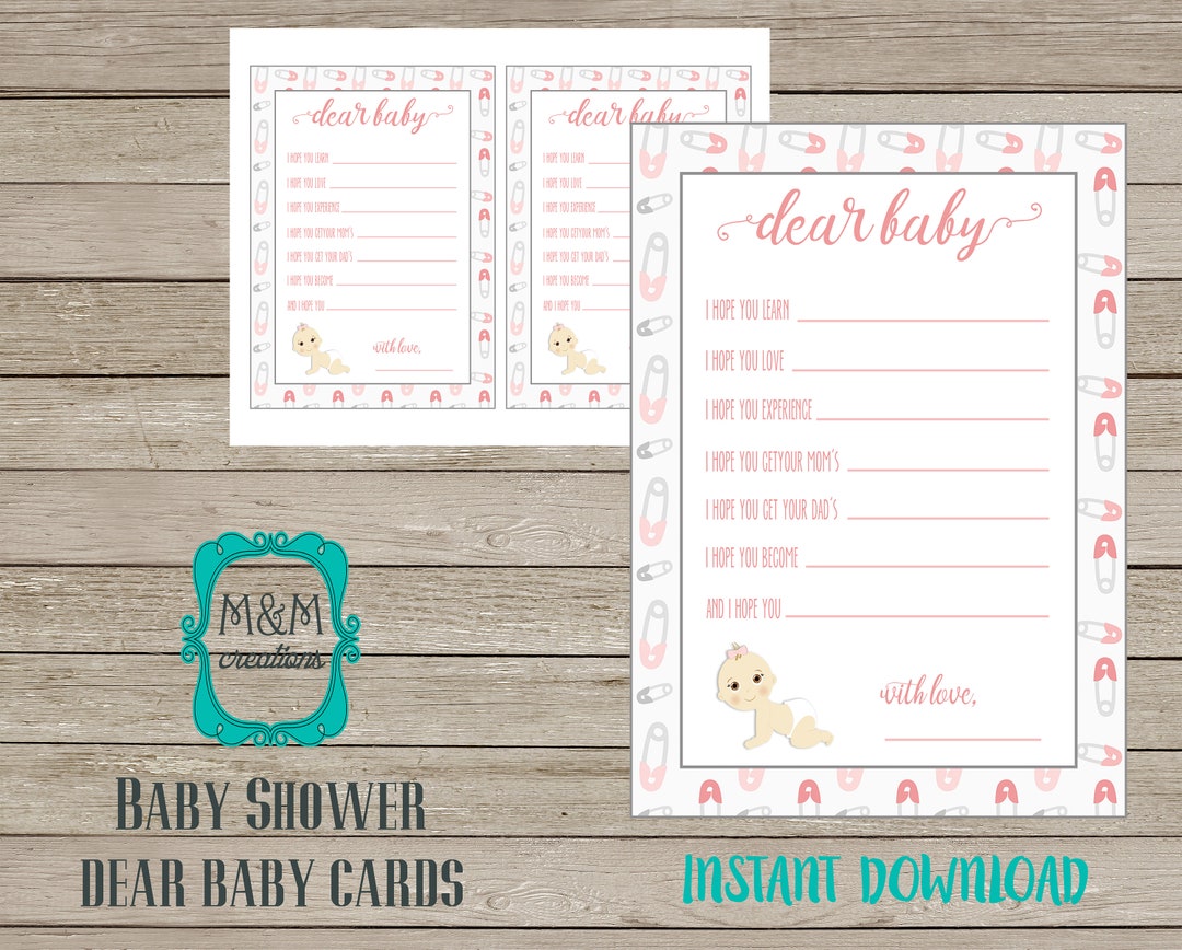 DEAR BABY CARDS Pink and Grey - Baby Shower Wishes for Baby - Etsy