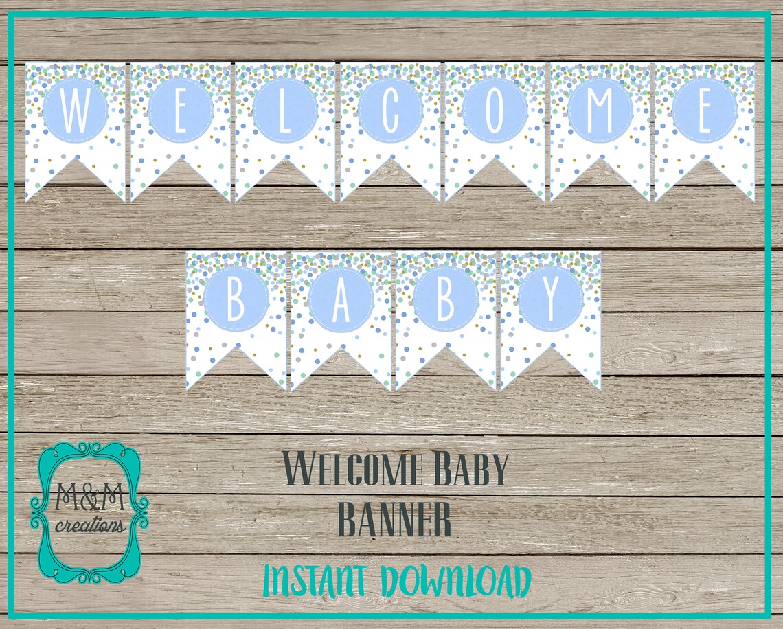 BABY SHOWER BANNER Welcome Baby Blue Glitter - Etsy