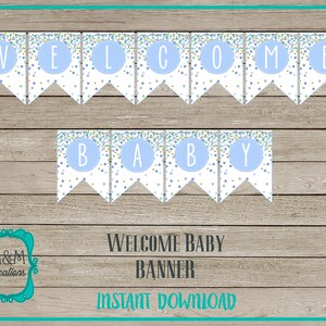 BABY SHOWER BANNER - Welcome Baby - Blue Glitter - Etsy