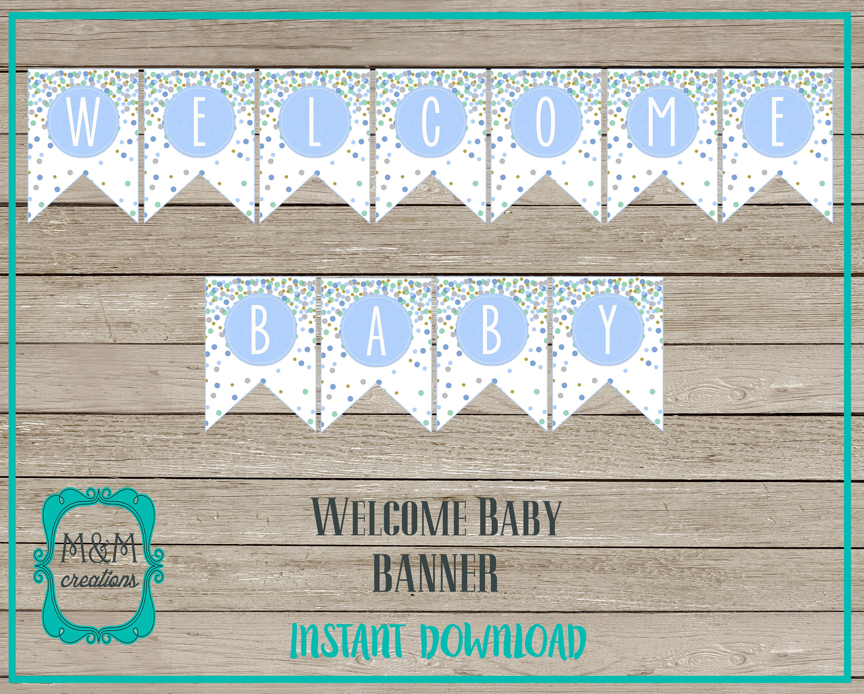 BABY SHOWER BANNER Welcome Baby Blue Glitter - Etsy