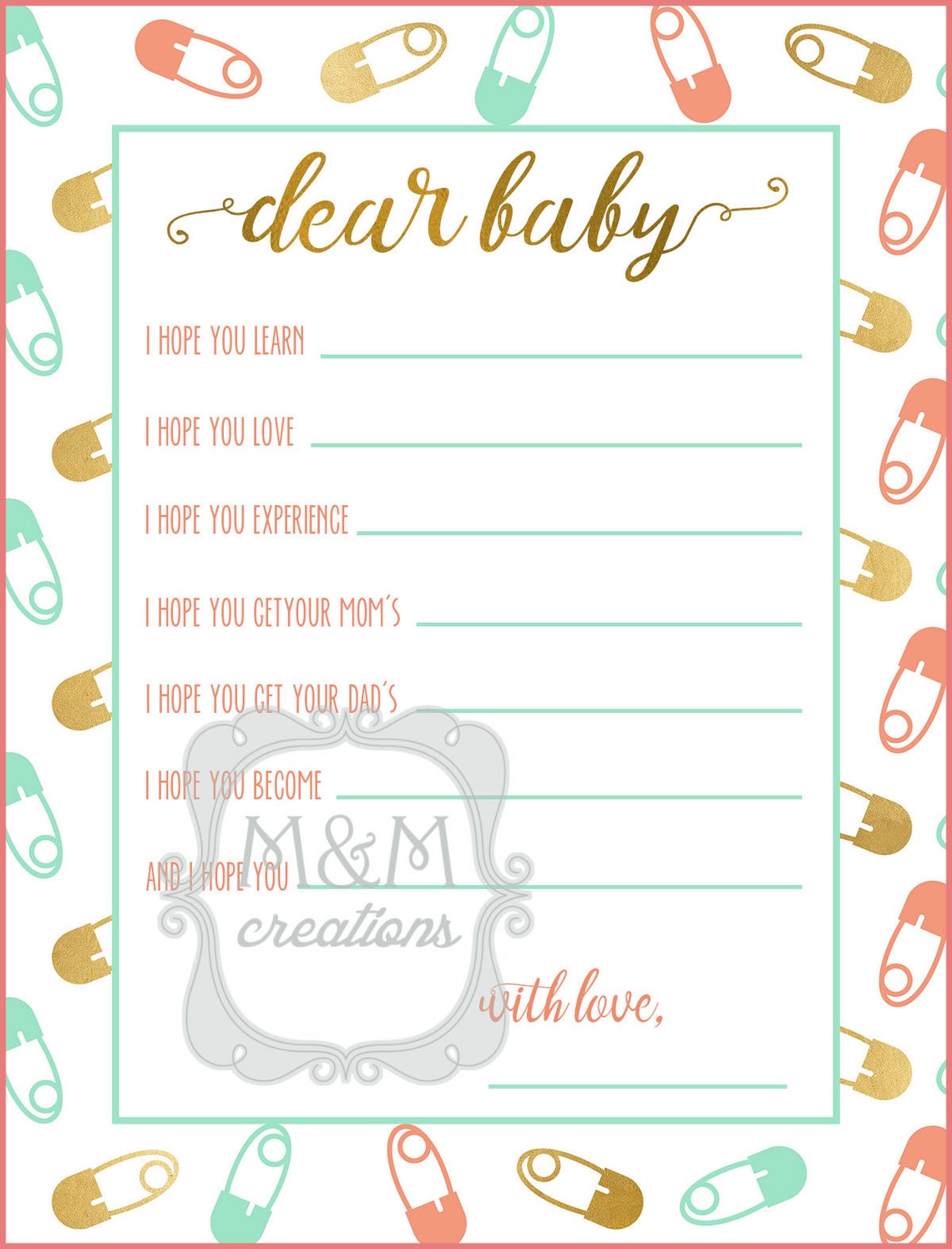 DEAR BABY CARDS - Baby Shower Wishes for Baby - Etsy