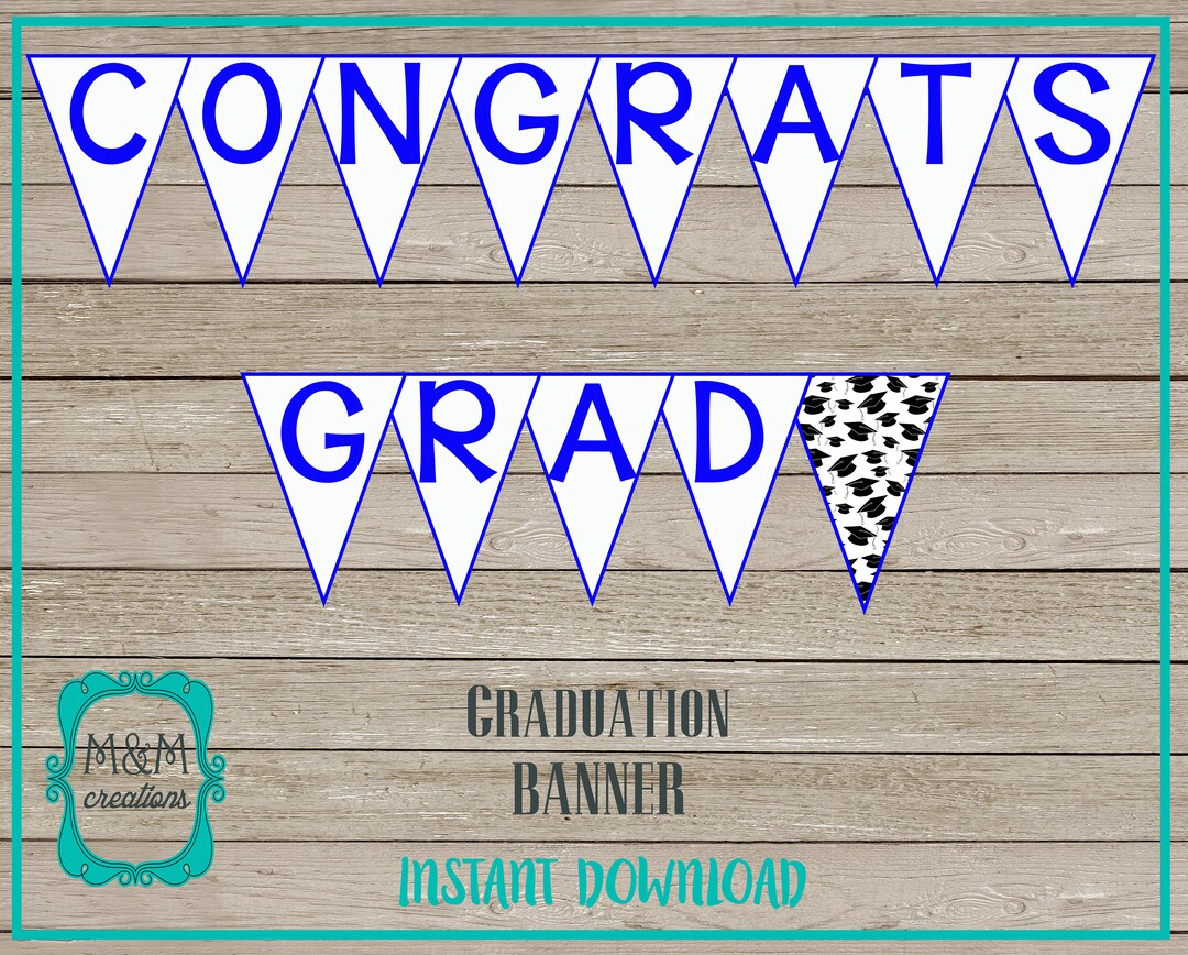 GRADUATION BANNER - Blue and White - Etsy