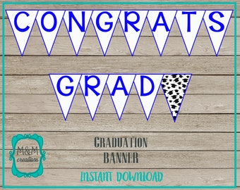 Royal Blue and White Graduation Party Decorations, Graduation Banner ...