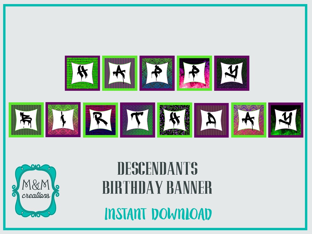 DESCENDANTS THEMED Birthday Banner Digital Instant Download - Etsy