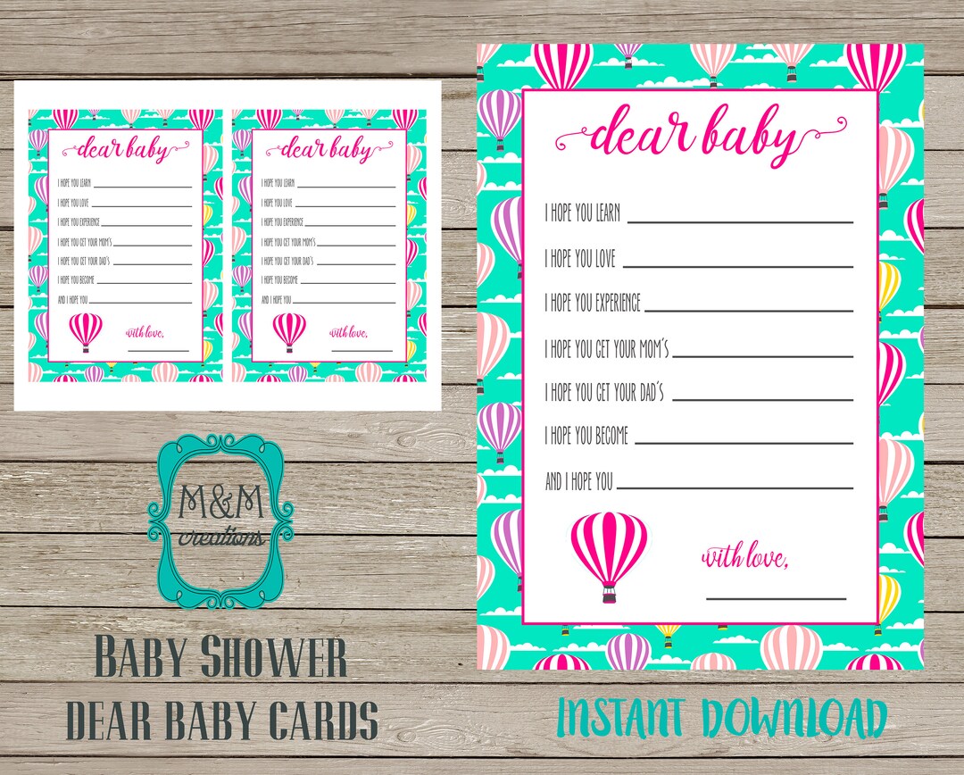 DEAR BABY CARDS Hot Air Balloon- Baby Shower Wishes for Baby - Etsy