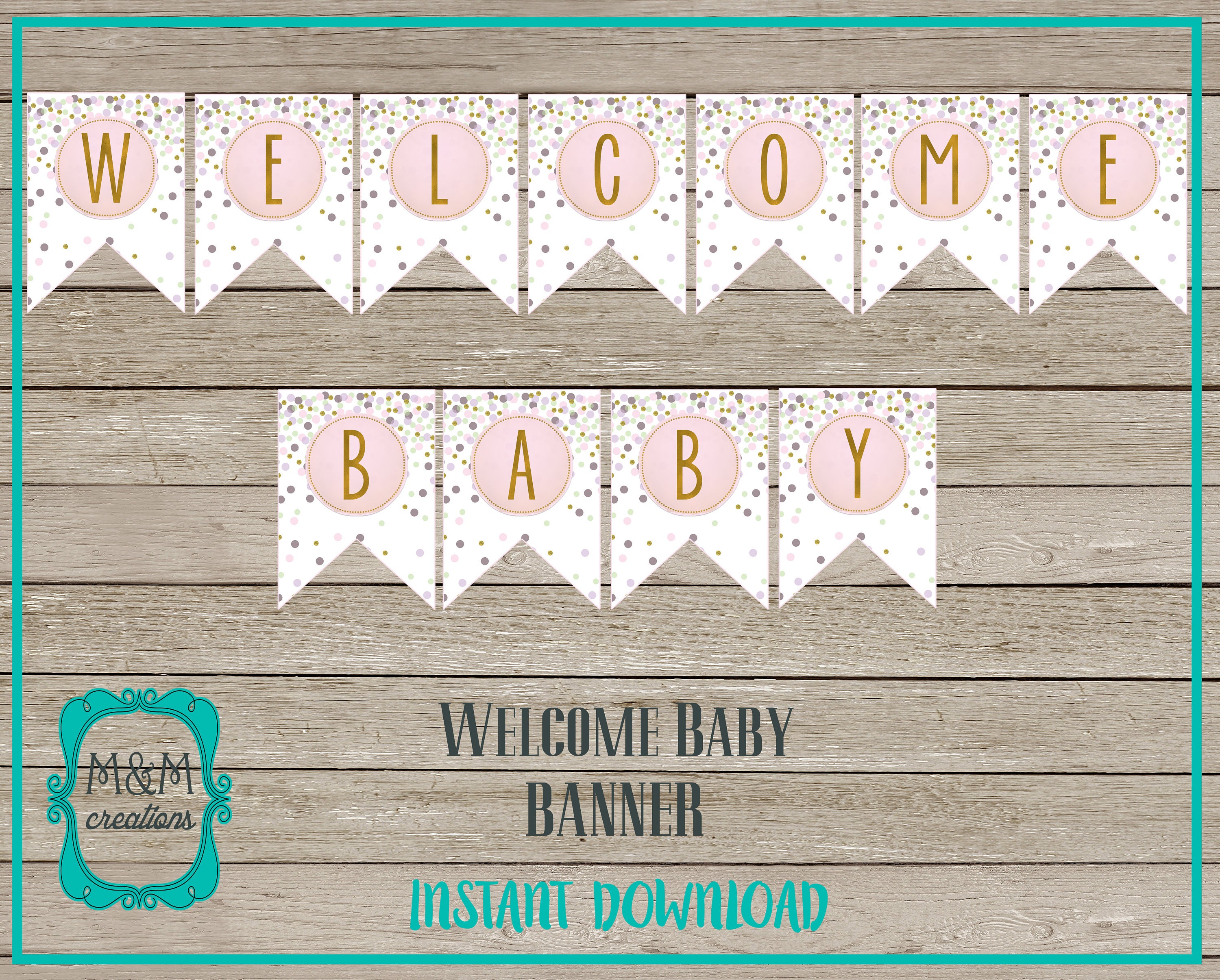 WELCOME BABY - Baby Shower Banner - Digital Instant Download - Etsy
