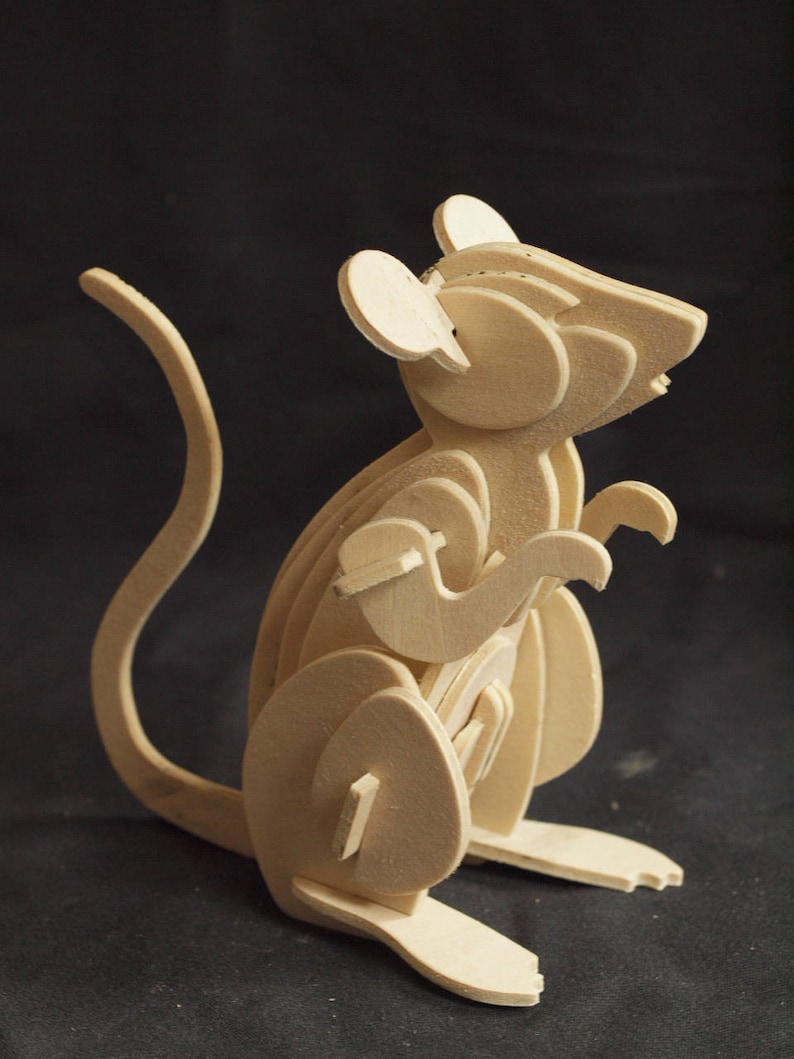 Mouse 3D Wooden Model Puzzle Construction Kit - Etsy