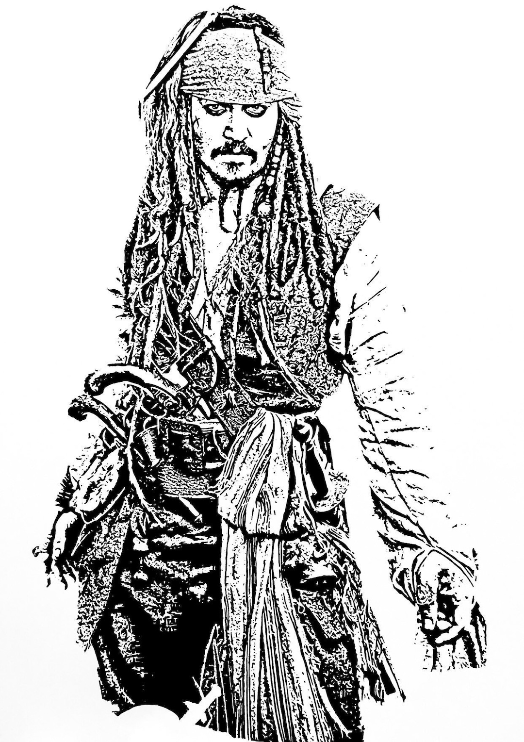 Captain Jack Sparrow Ink Drawing - Etsy